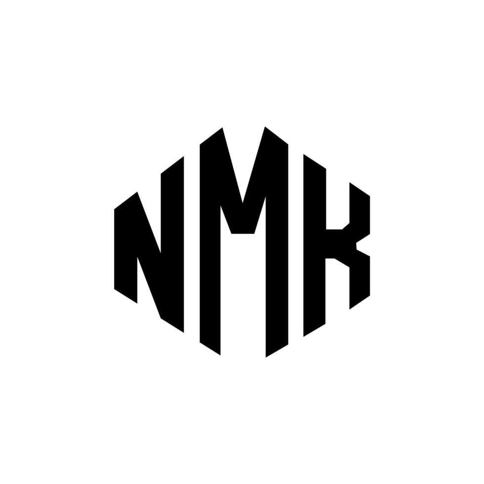 diseño de logotipo de letra nmk con forma de polígono. diseño de logotipo en forma de cubo y ...