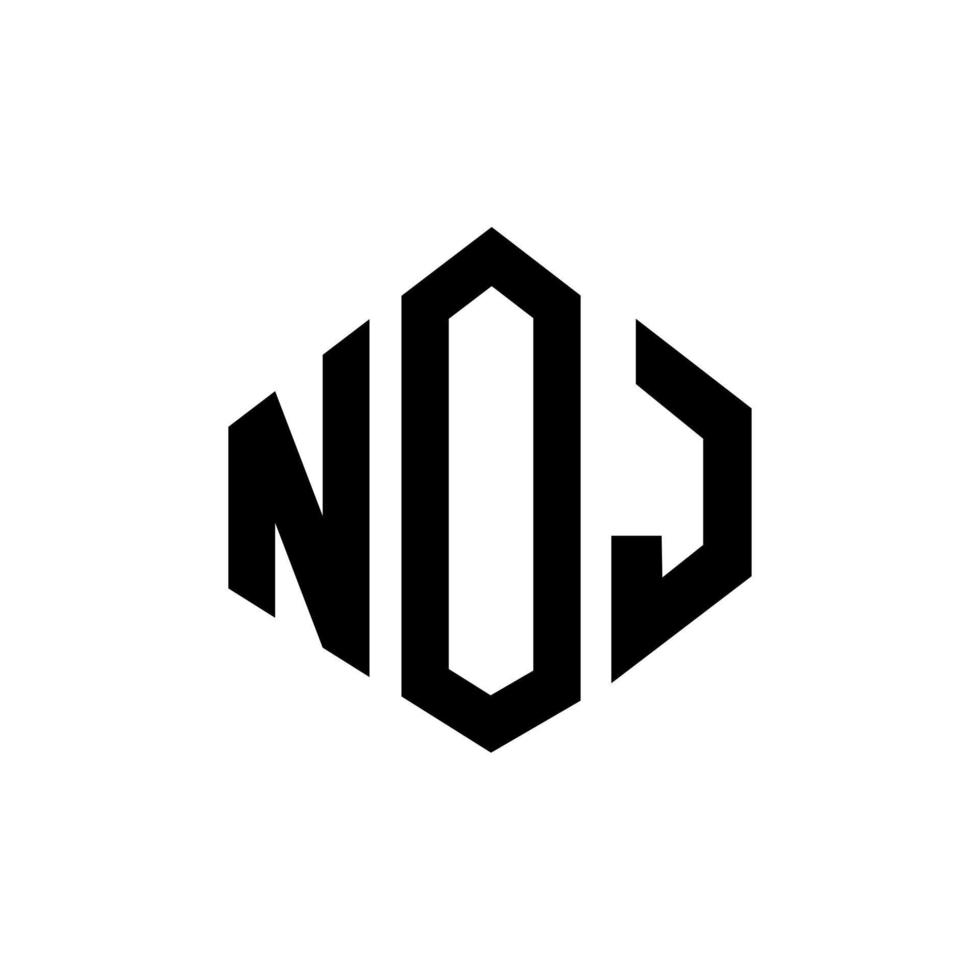 NOJ letter logo design with polygon shape. NOJ polygon and cube shape logo design. NOJ hexagon ...