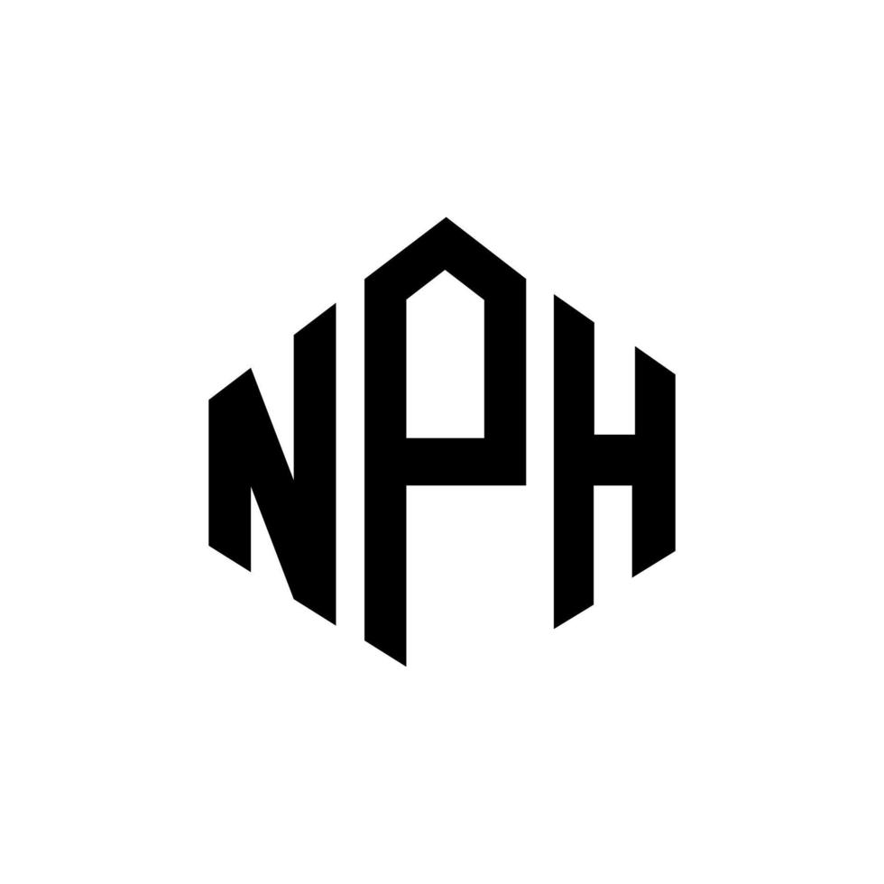 diseño de logotipo de letra nph con forma de polígono. Diseño de logotipo de forma de cubo y ...