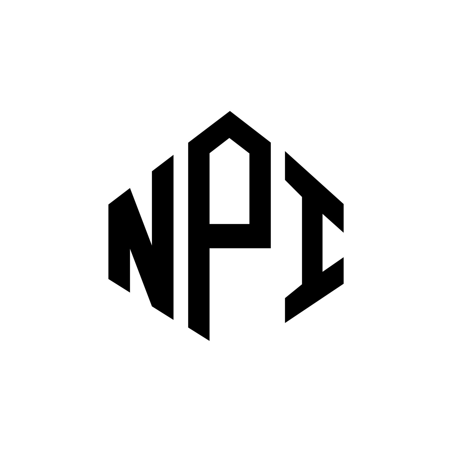 diseño de logotipo de letra npi con forma de polígono. Diseño de logotipo en forma de cubo y ...
