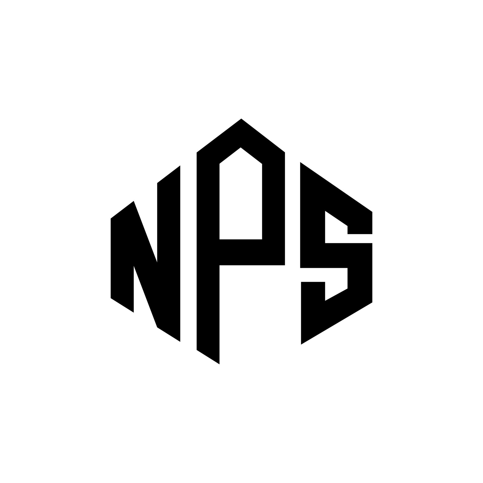 diseño de logotipo de letra nps con forma de polígono. Diseño de logotipo en forma de cubo y ...