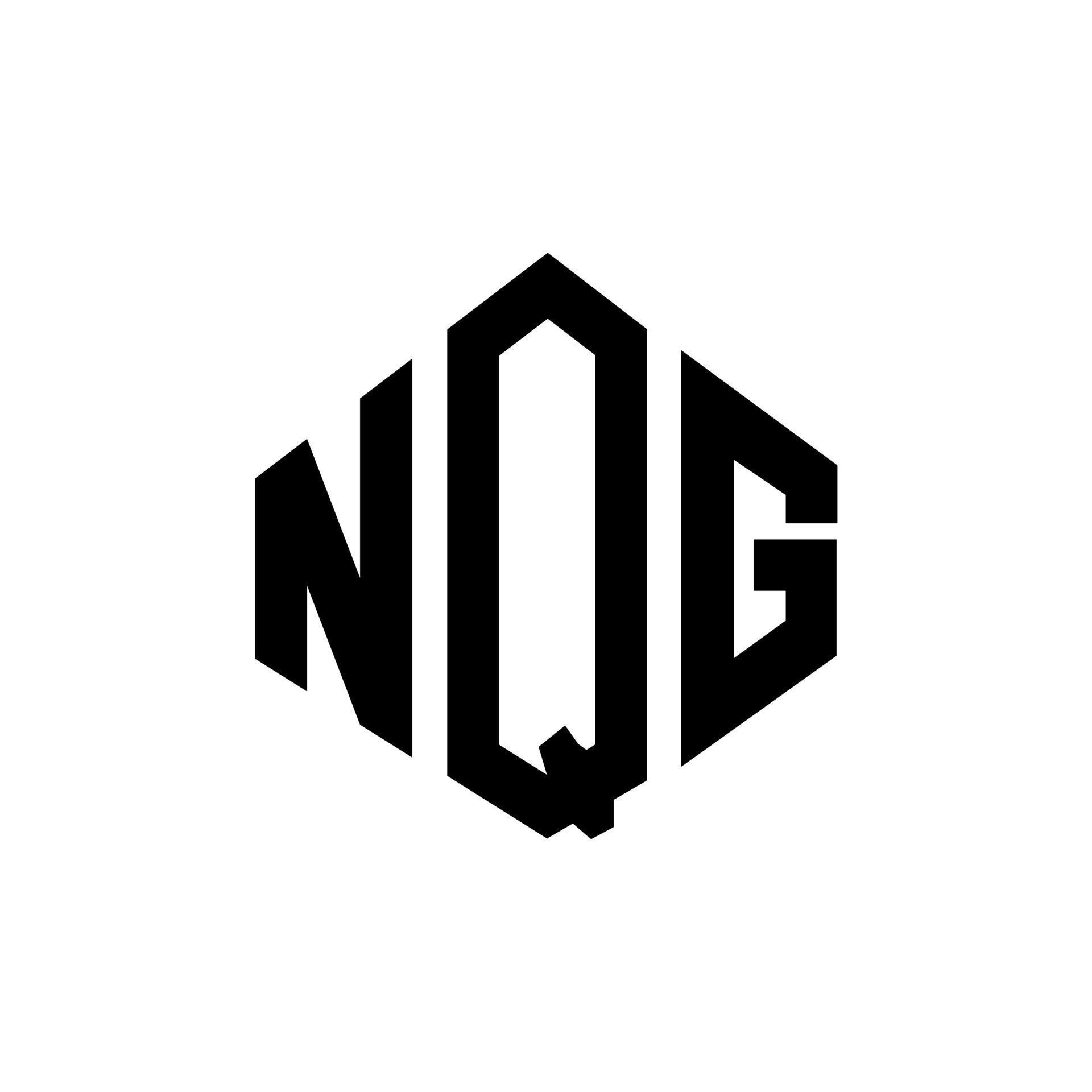 NQG letter logo design with polygon shape. NQG polygon and cube shape logo design. NQG hexagon ...
