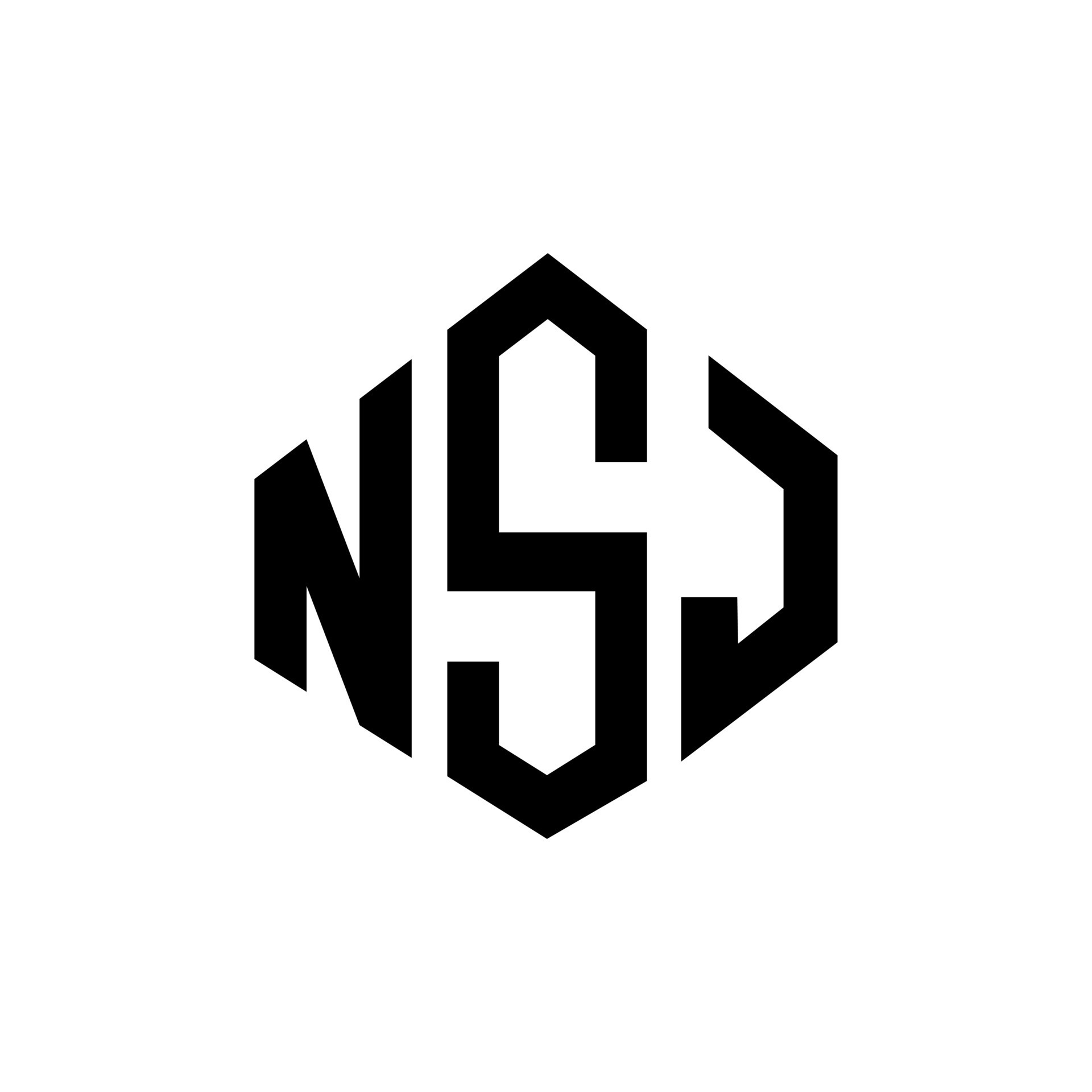 diseño de logotipo de letra nsj con forma de polígono. Diseño de logotipo en forma de cubo y ...
