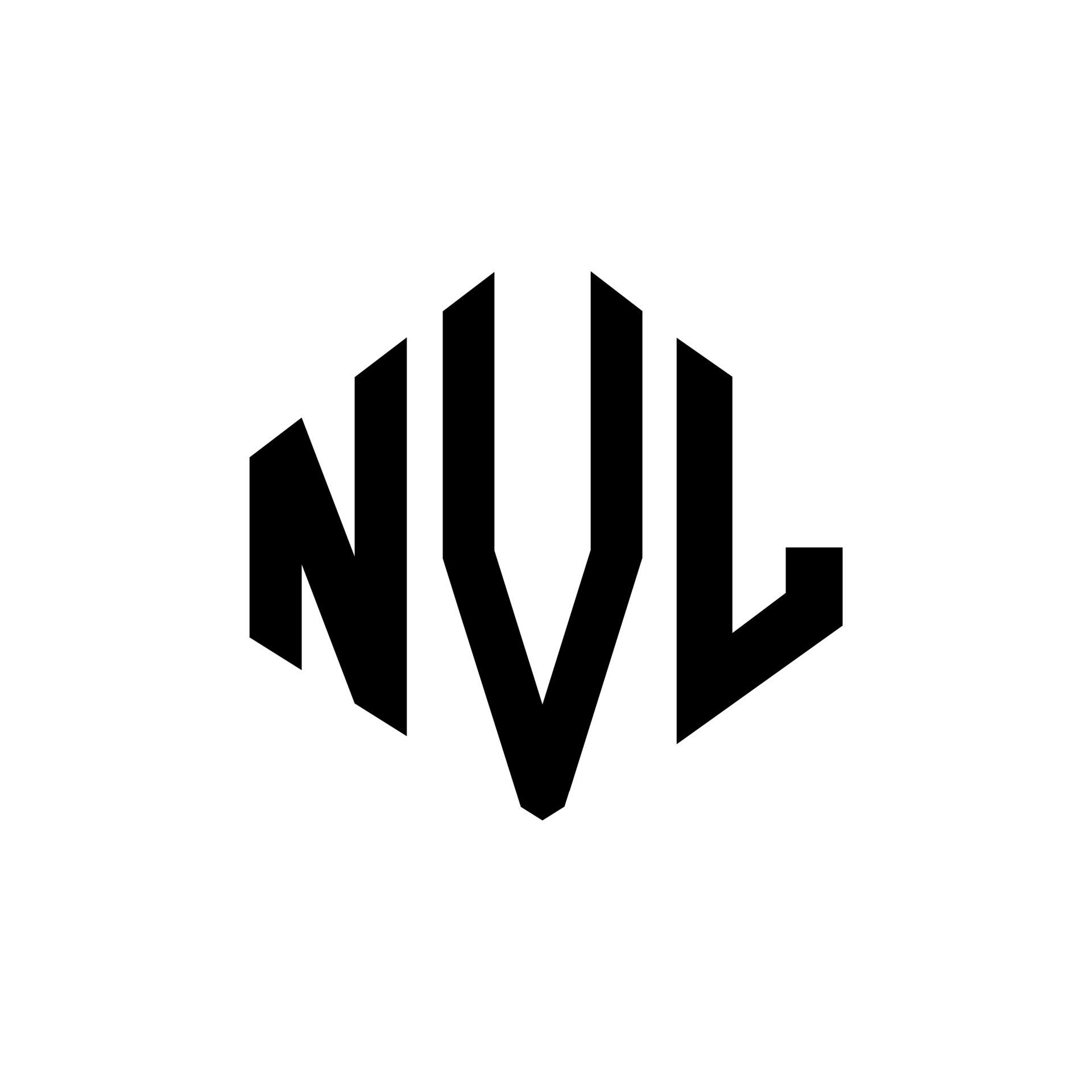 diseño de logotipo de letra nvl con forma de polígono. Diseño de logotipo en forma de cubo y ...