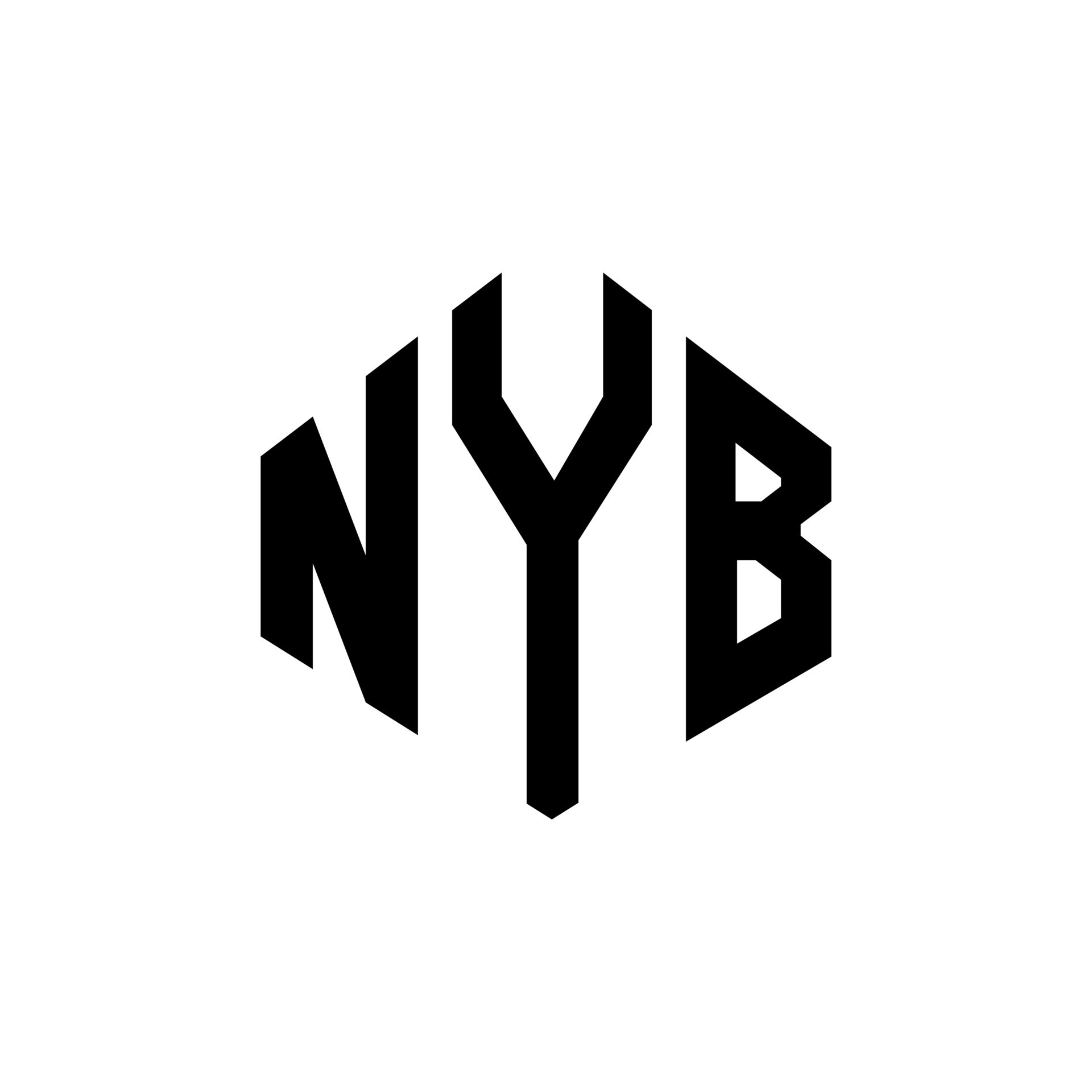 diseño de logotipo de letra nyb con forma de polígono. diseño de logotipo en forma de cubo y ...