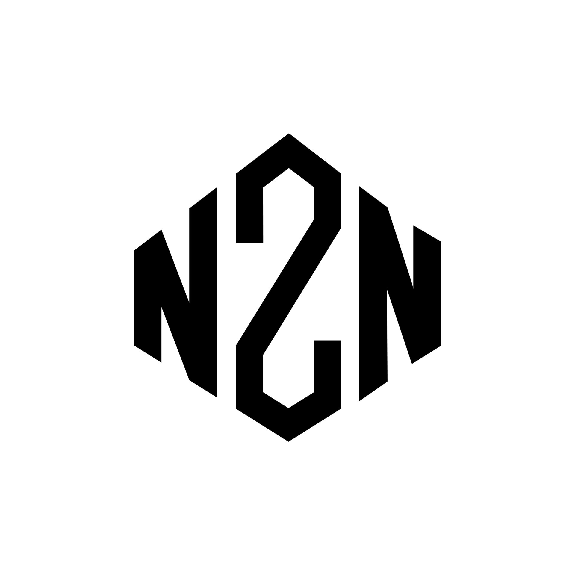 NZN letter logo design with polygon shape. NZN polygon and cube shape logo design. NZN hexagon ...