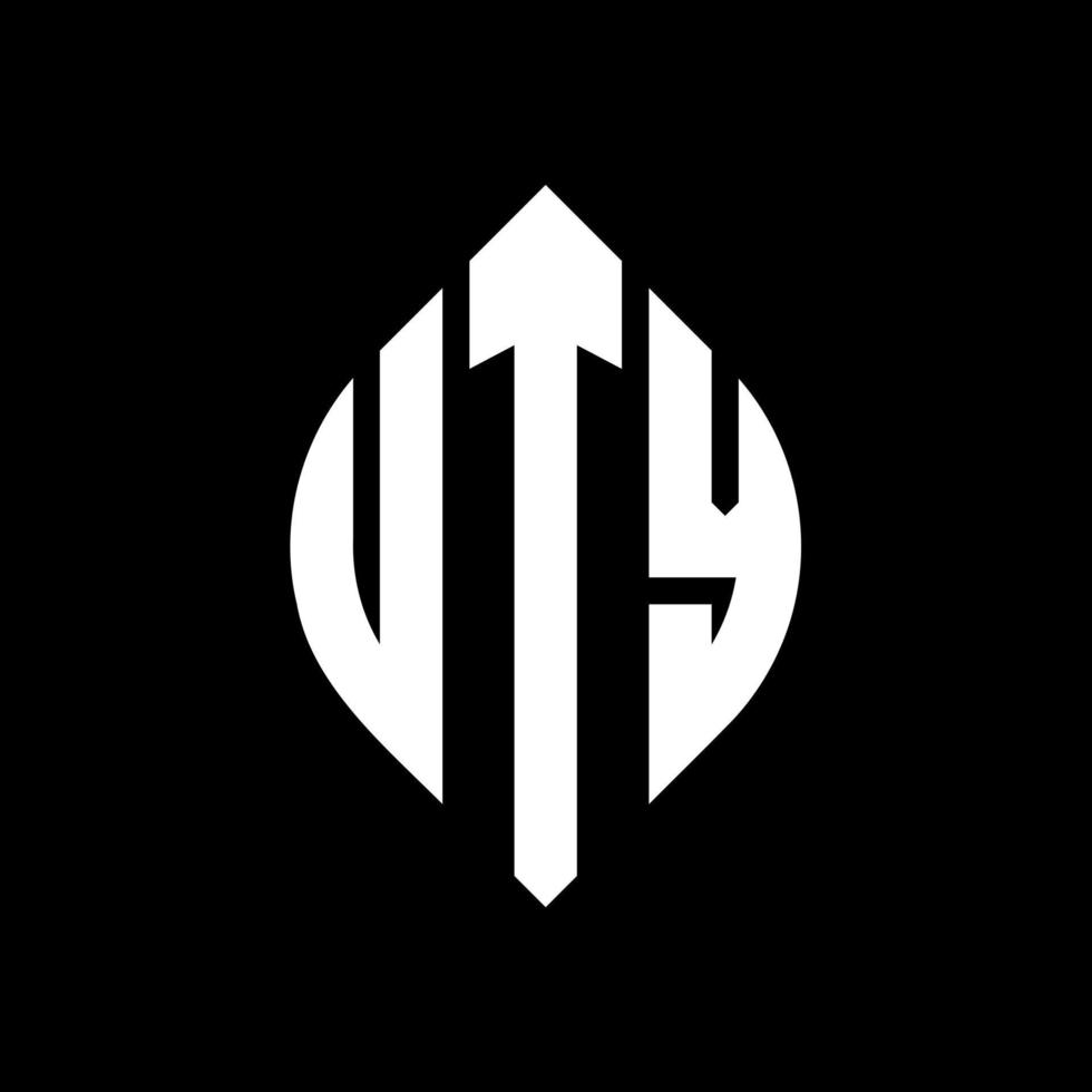 diseño de logotipo de letra de círculo uty con forma de círculo y elipse. uty letras elipses con ...