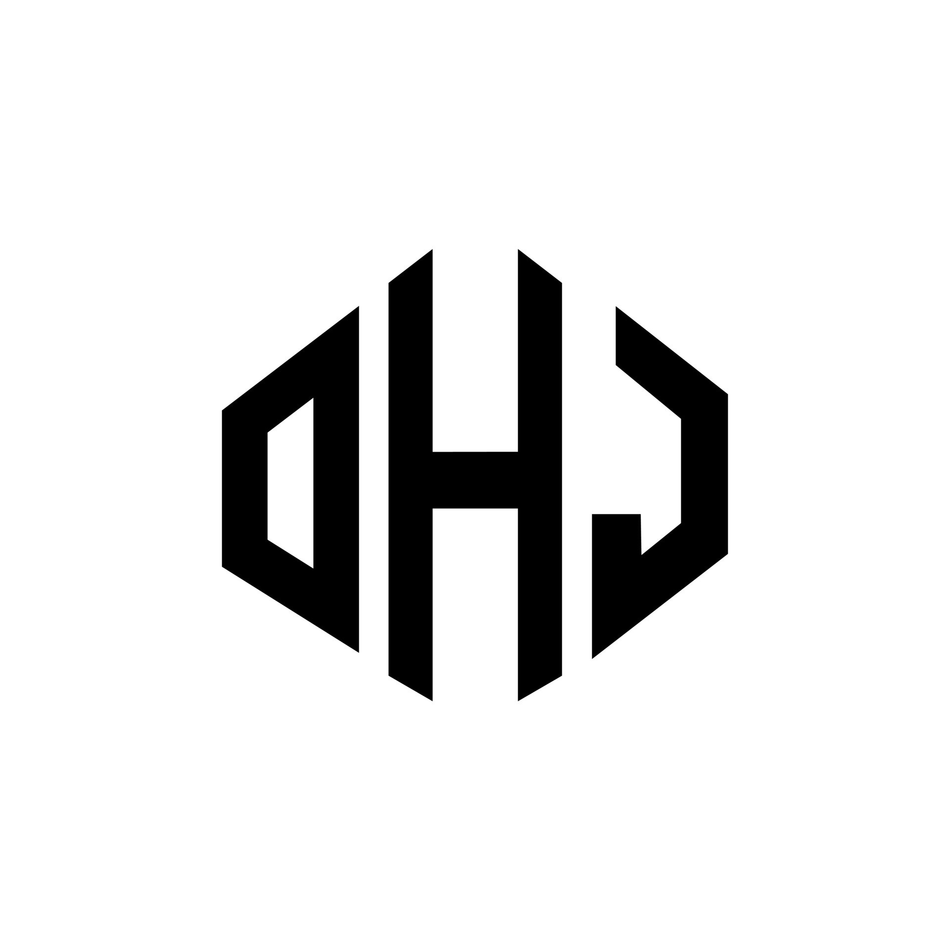 OHJ letter logo design with polygon shape. OHJ polygon and cube shape logo design. OHJ hexagon ...