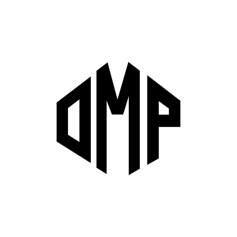 diseño de logotipo de letra omp con forma de polígono. diseño de logotipo en forma de cubo y ...