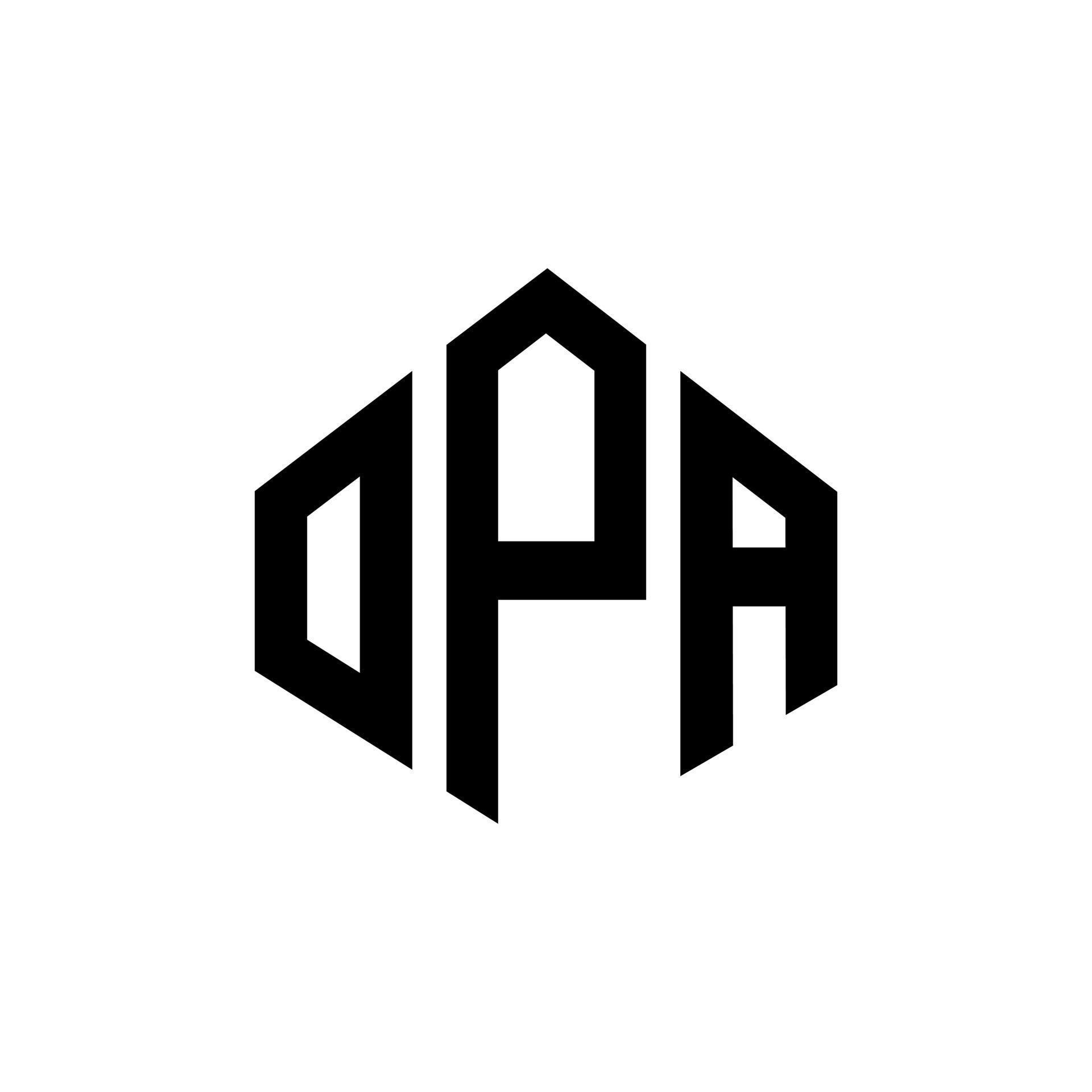 OPA letter logo design with polygon shape. OPA polygon and cube shape logo design. OPA hexagon ...