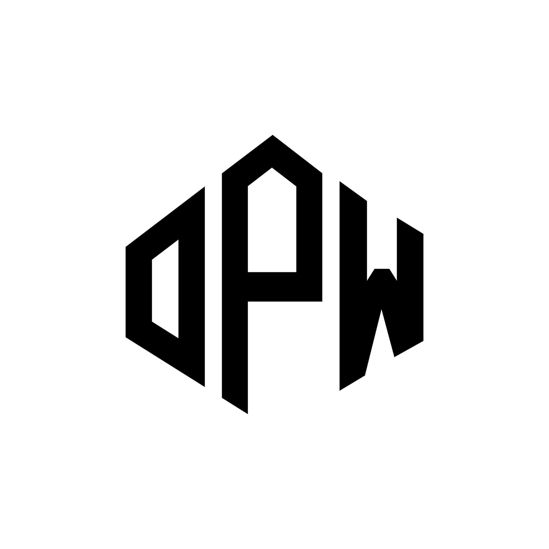 OPW letter logo design with polygon shape. OPW polygon and cube shape logo design. OPW hexagon ...