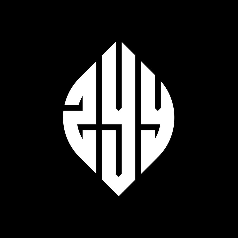 ZYY circle letter logo design with circle and ellipse shape. ZYY ellipse letters with ...