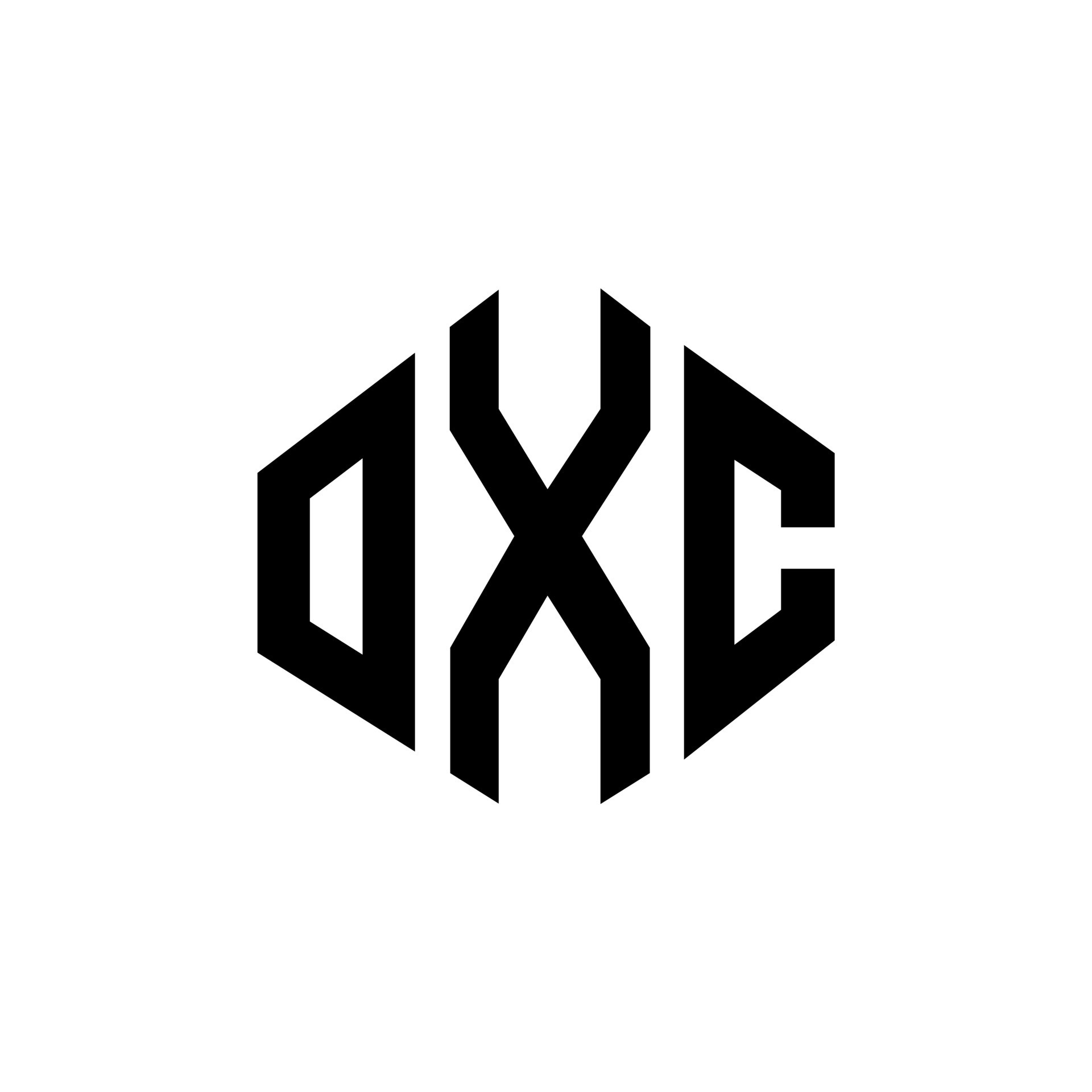 diseño de logotipo de letra oxc con forma de polígono. diseño de logotipo en forma de cubo y ...