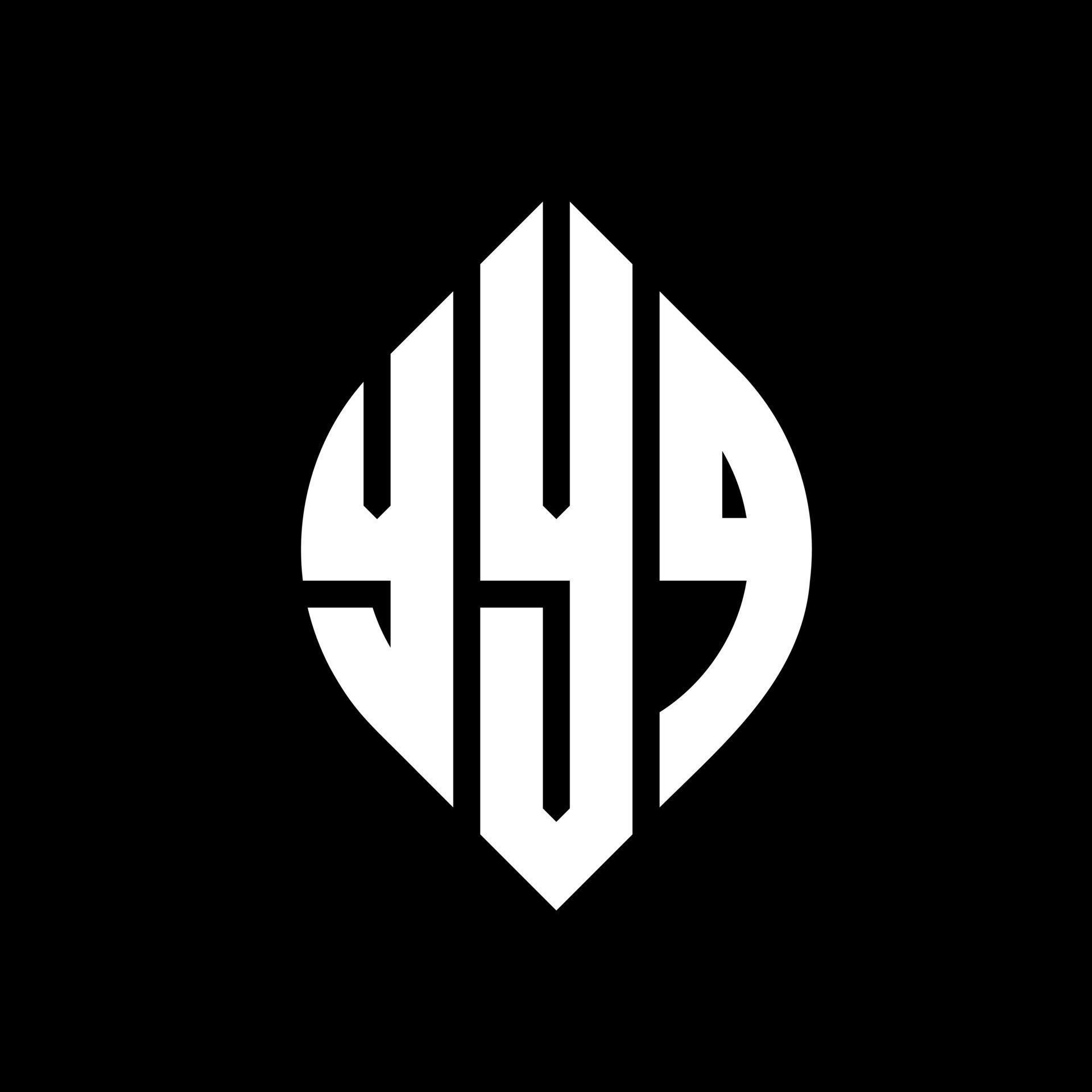 YYQ circle letter logo design with circle and ellipse shape. YYQ ellipse letters with ...