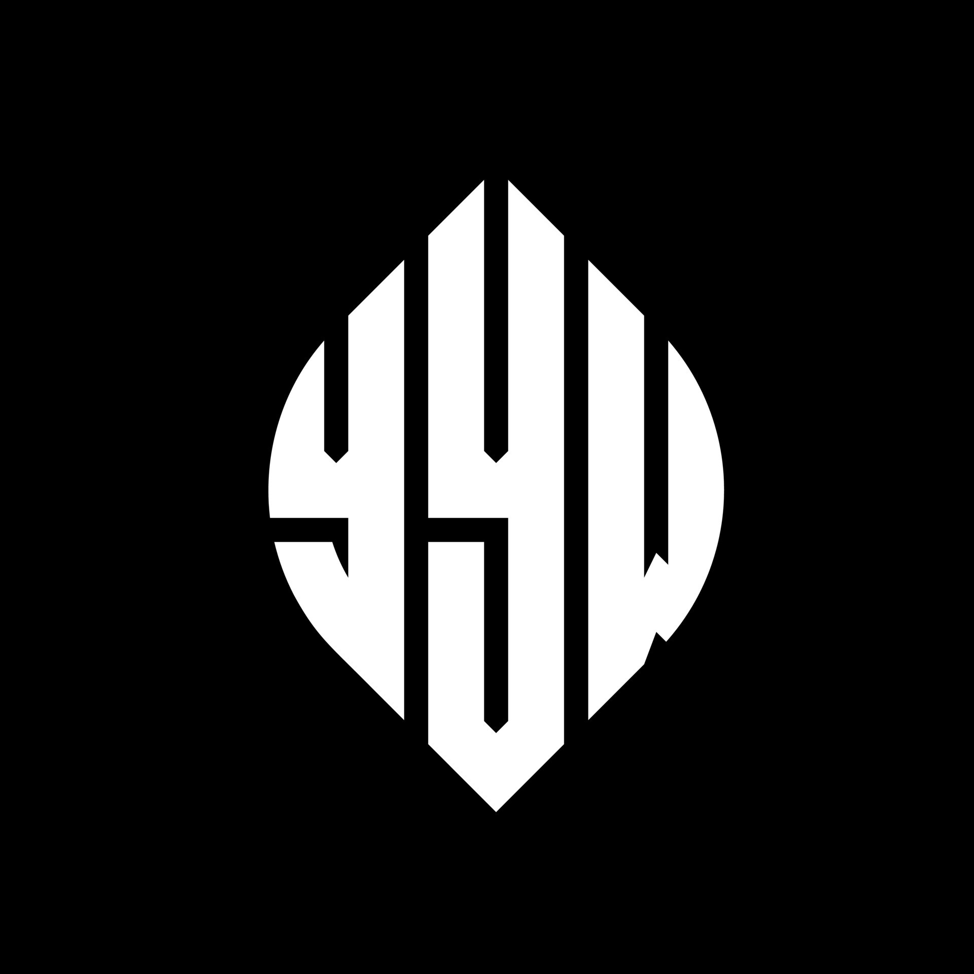 diseño de logotipo de letra de círculo yyw con forma de círculo y elipse. yyw letras elipses con ...