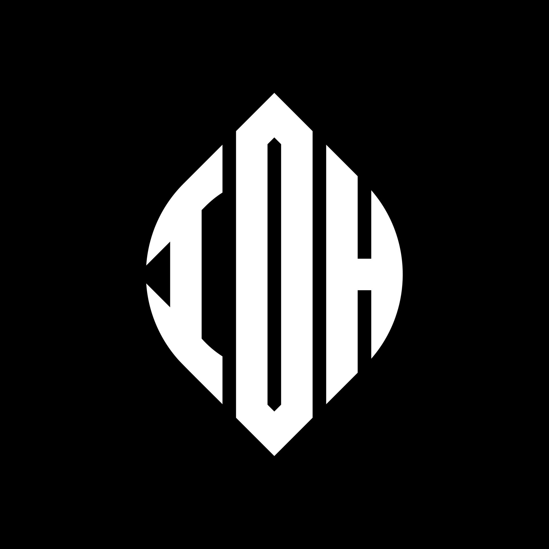 diseño de logotipo de letra de círculo ioh con forma de círculo y elipse. ioh letras elipses con ...