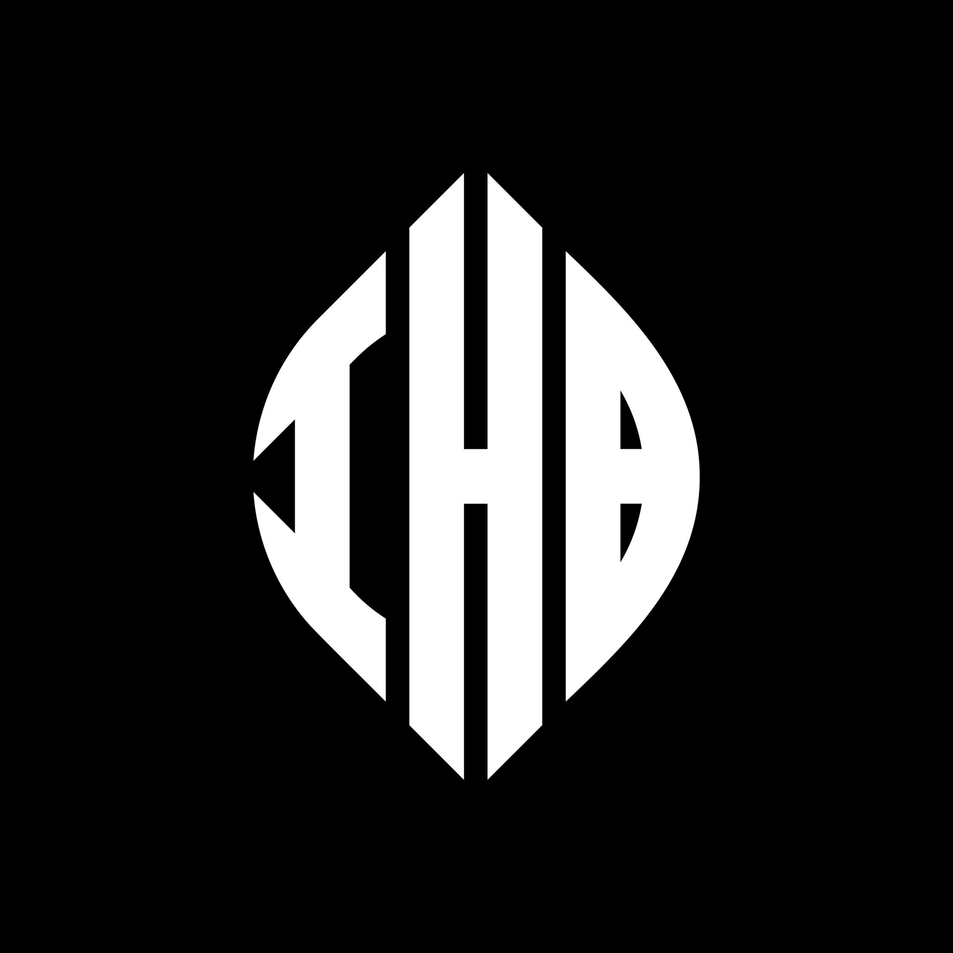 Diseño de logotipo de letra de círculo ihb con forma de círculo y elipse. Letras de elipse ihb ...