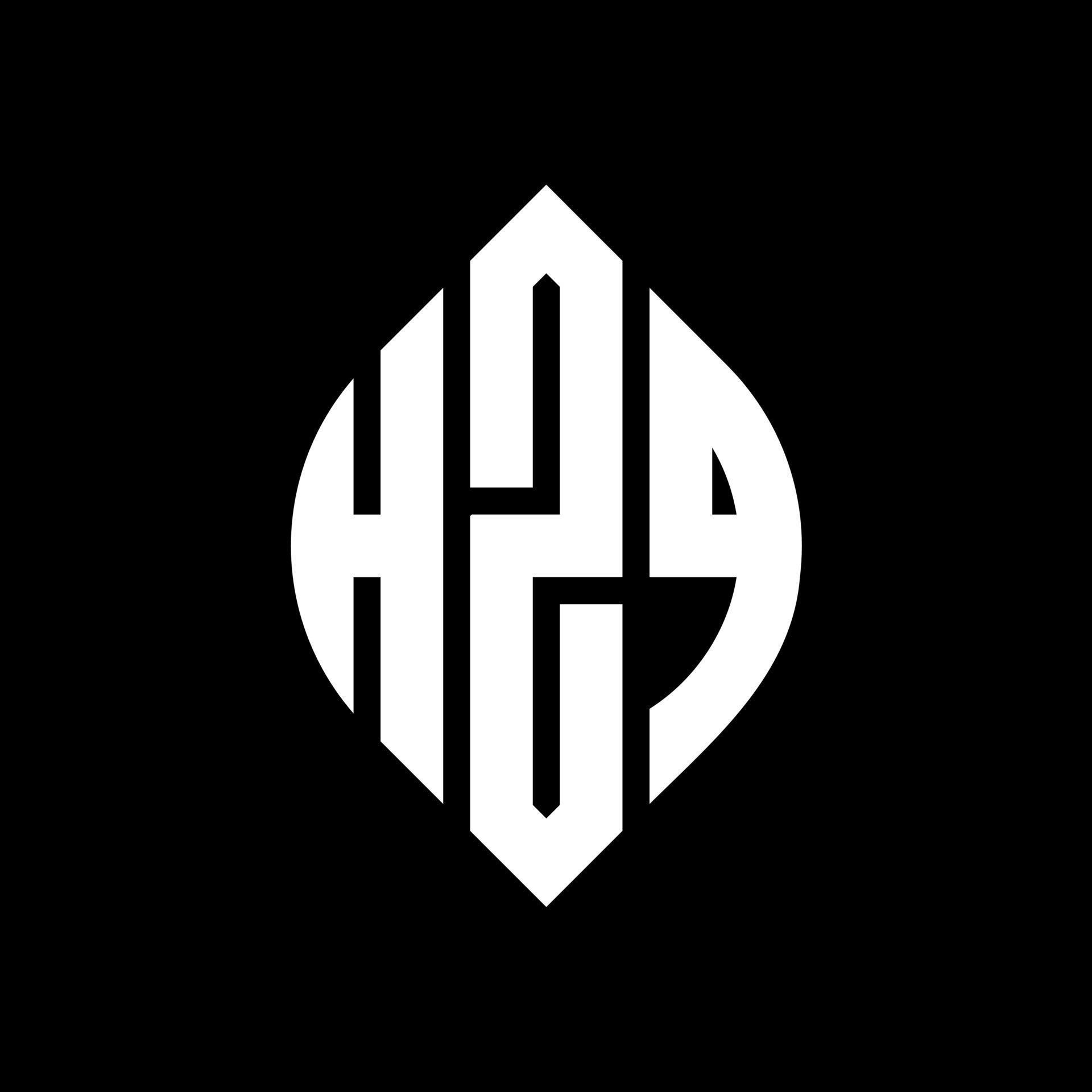 HZQ circle letter logo design with circle and ellipse shape. HZQ ellipse letters with ...