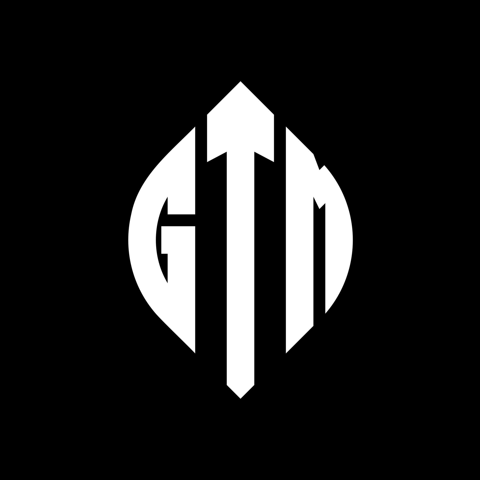 diseño de logotipo de letra de círculo gtm con forma de círculo y elipse. Letras de elipse gtm ...