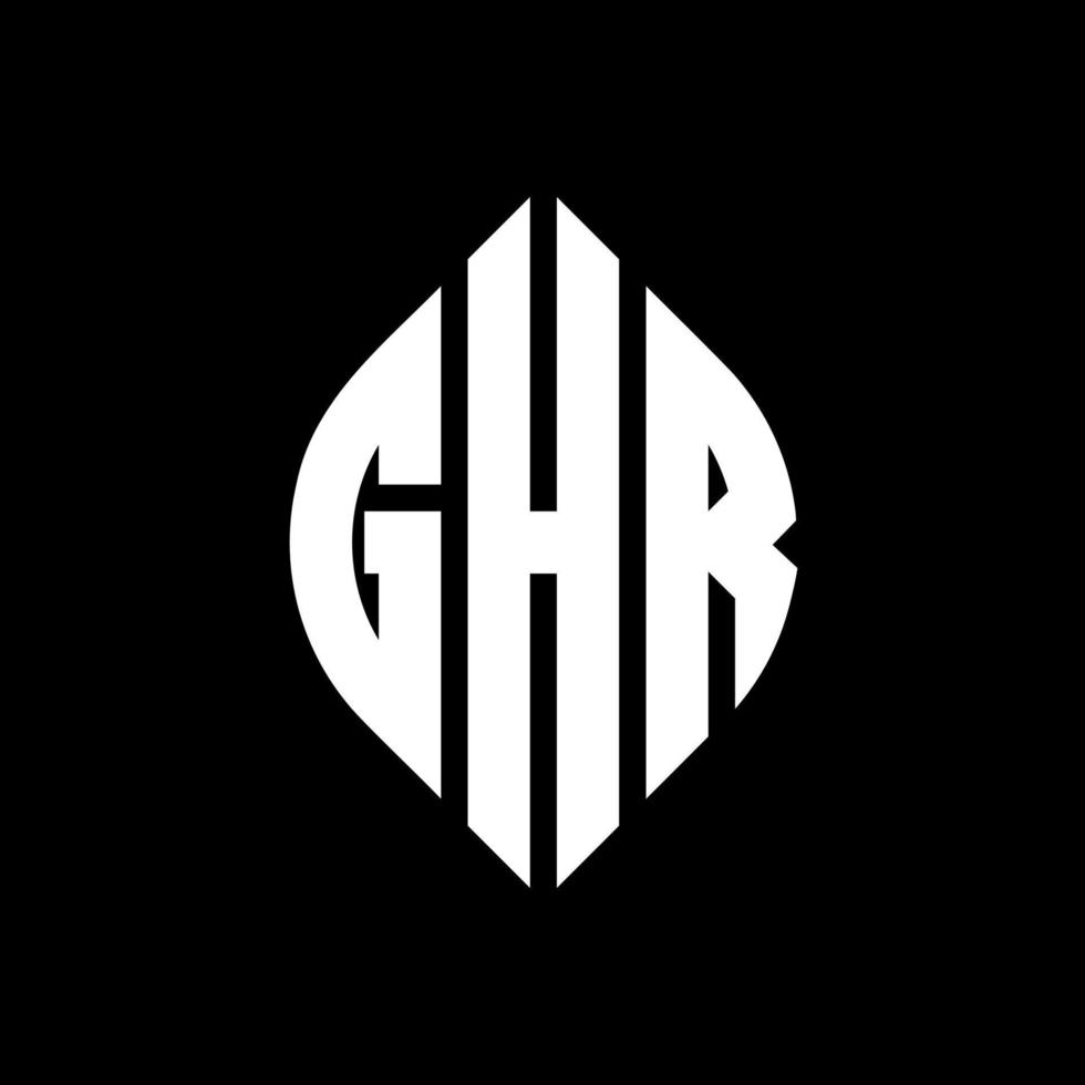 diseño de logotipo de letra de círculo ghr con forma de círculo y elipse. ghr elipse letras con ...