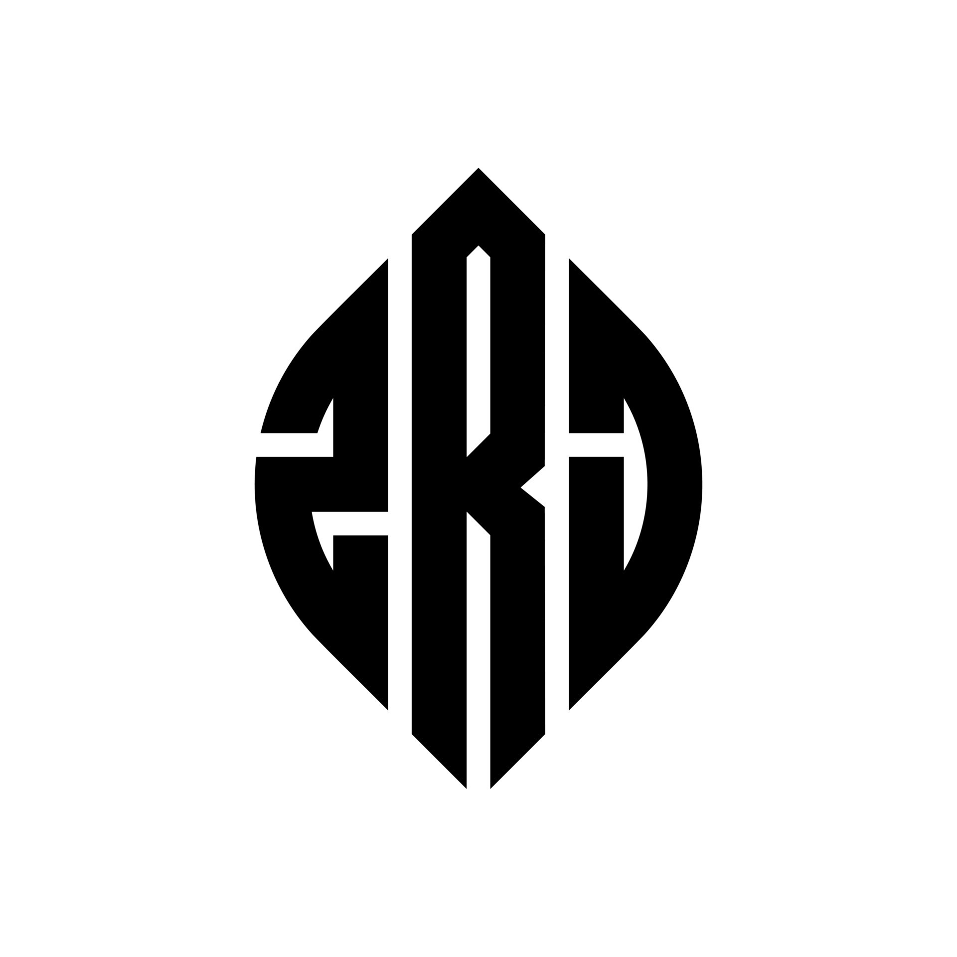 ZRJ circle letter logo design with circle and ellipse shape. ZRJ ellipse letters with ...