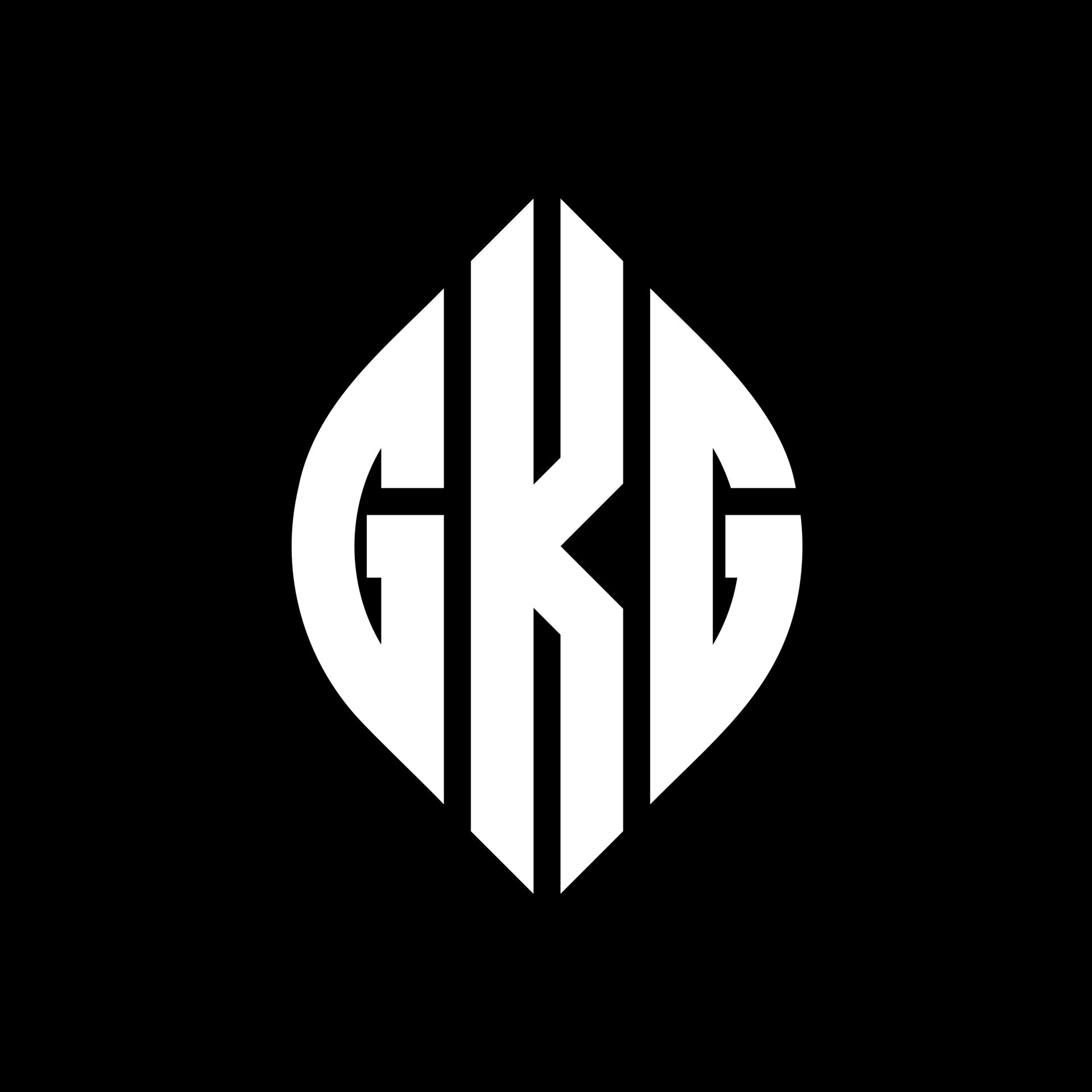 Diseño de logotipo de letra de círculo gkg con forma de círculo y elipse. gkg letras elipses con ...