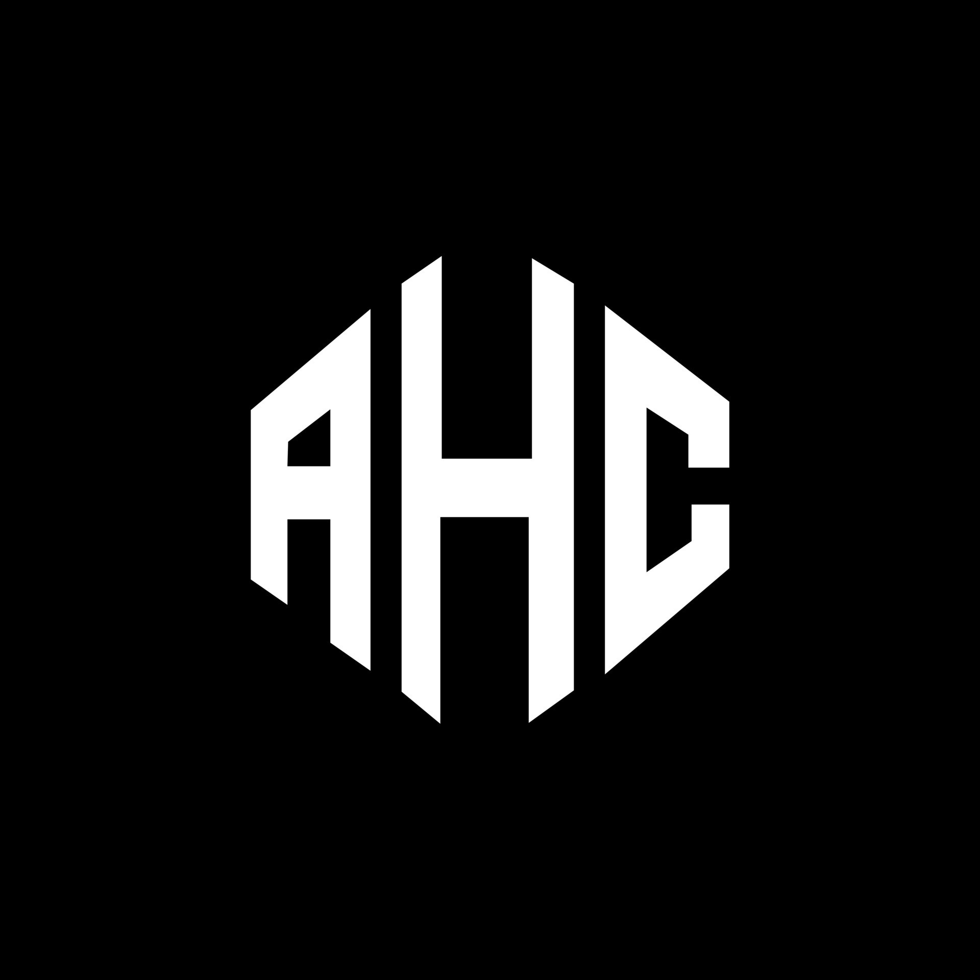 diseño de logotipo de letra ahc con forma de polígono. diseño de logotipo en forma de cubo y ...