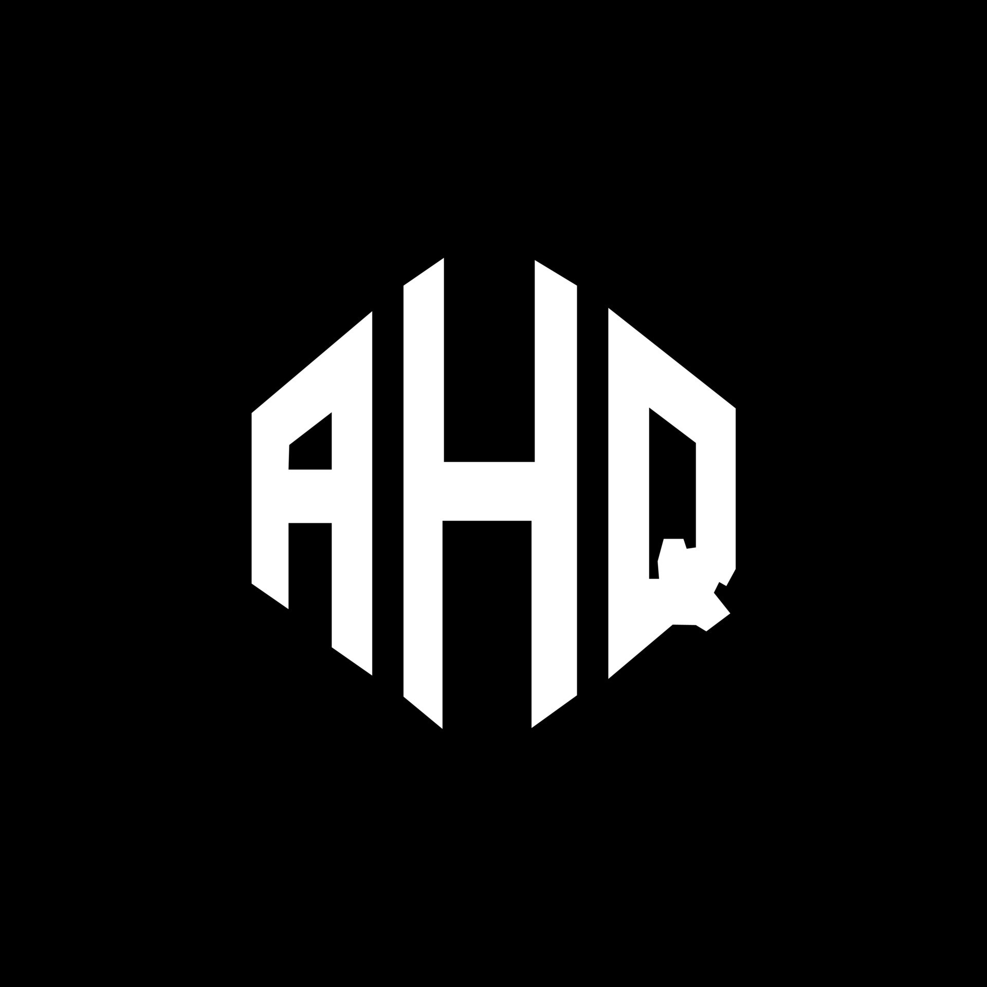 AHQ letter logo design with polygon shape. AHQ polygon and cube shape logo design. AHQ hexagon ...