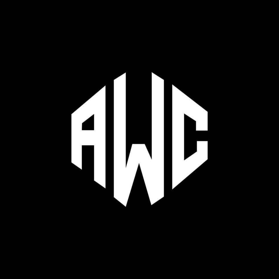 diseño de logotipo de letra awc con forma de polígono. diseño de logotipo en forma de cubo y ...