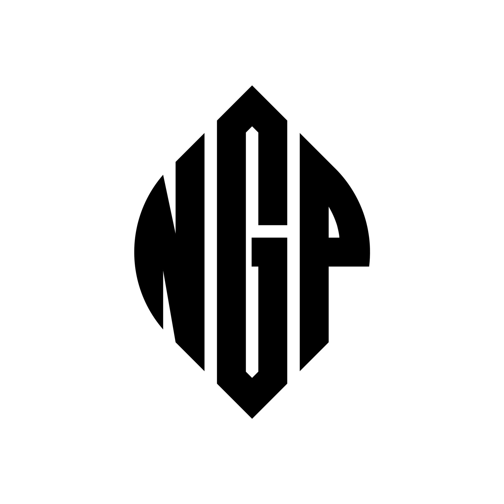 diseño de logotipo de letra de círculo ngp con forma de círculo y elipse. letras de elipse ngp ...