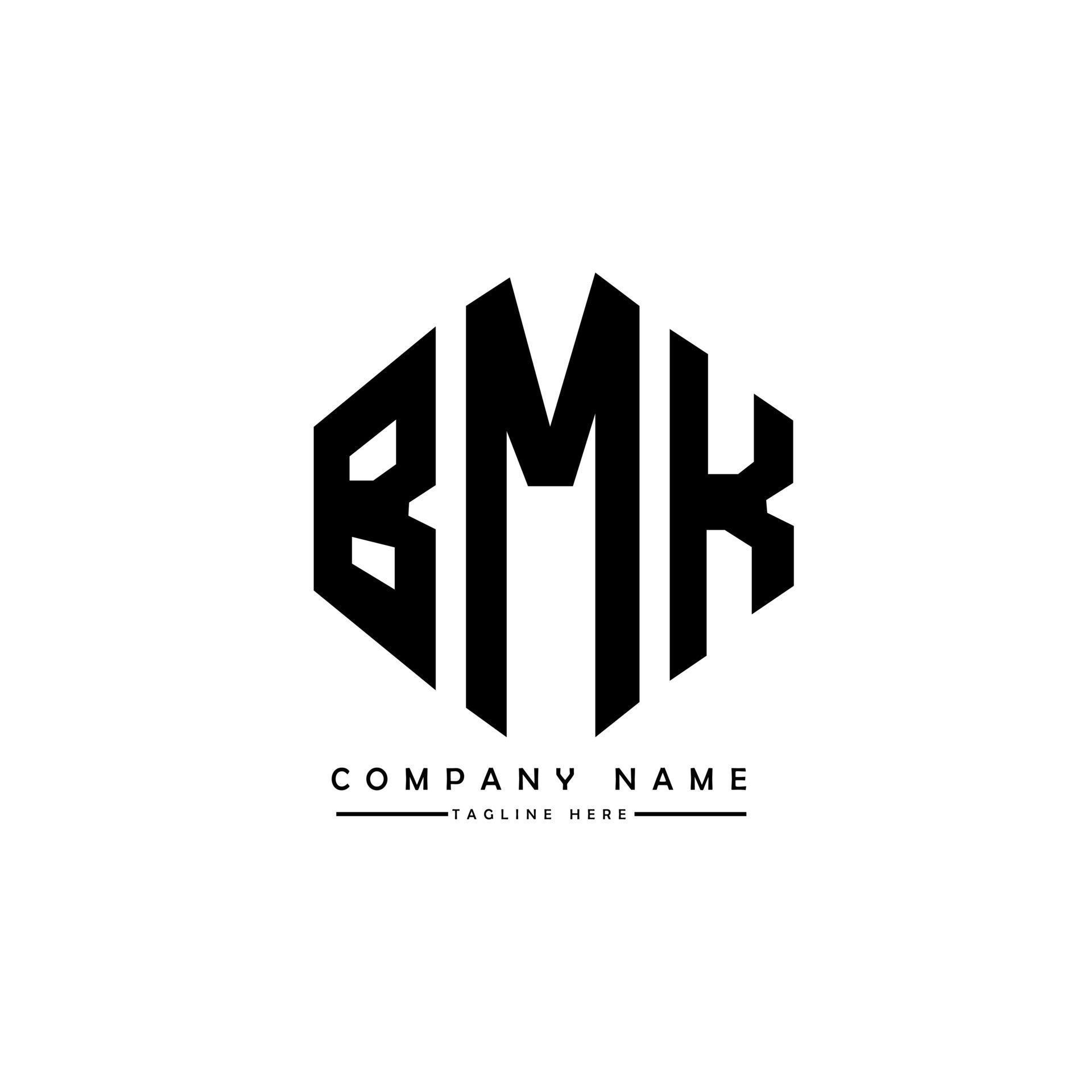 Diseño de logotipo de letra bmk con forma de polígono. bmk polígono y diseño de logotipo en ...