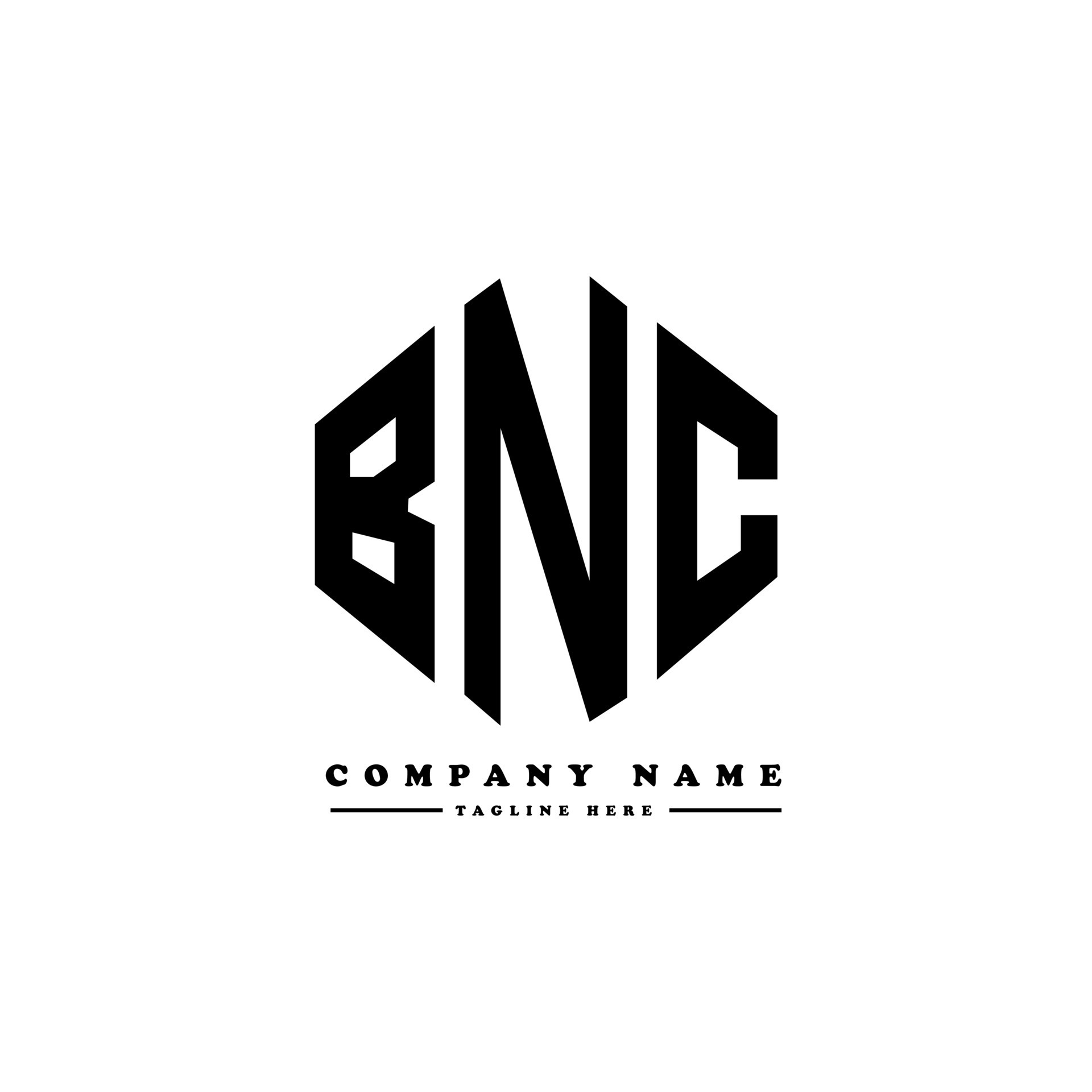 BNC letter logo design with polygon shape. BNC polygon and cube shape logo design. BNC hexagon ...