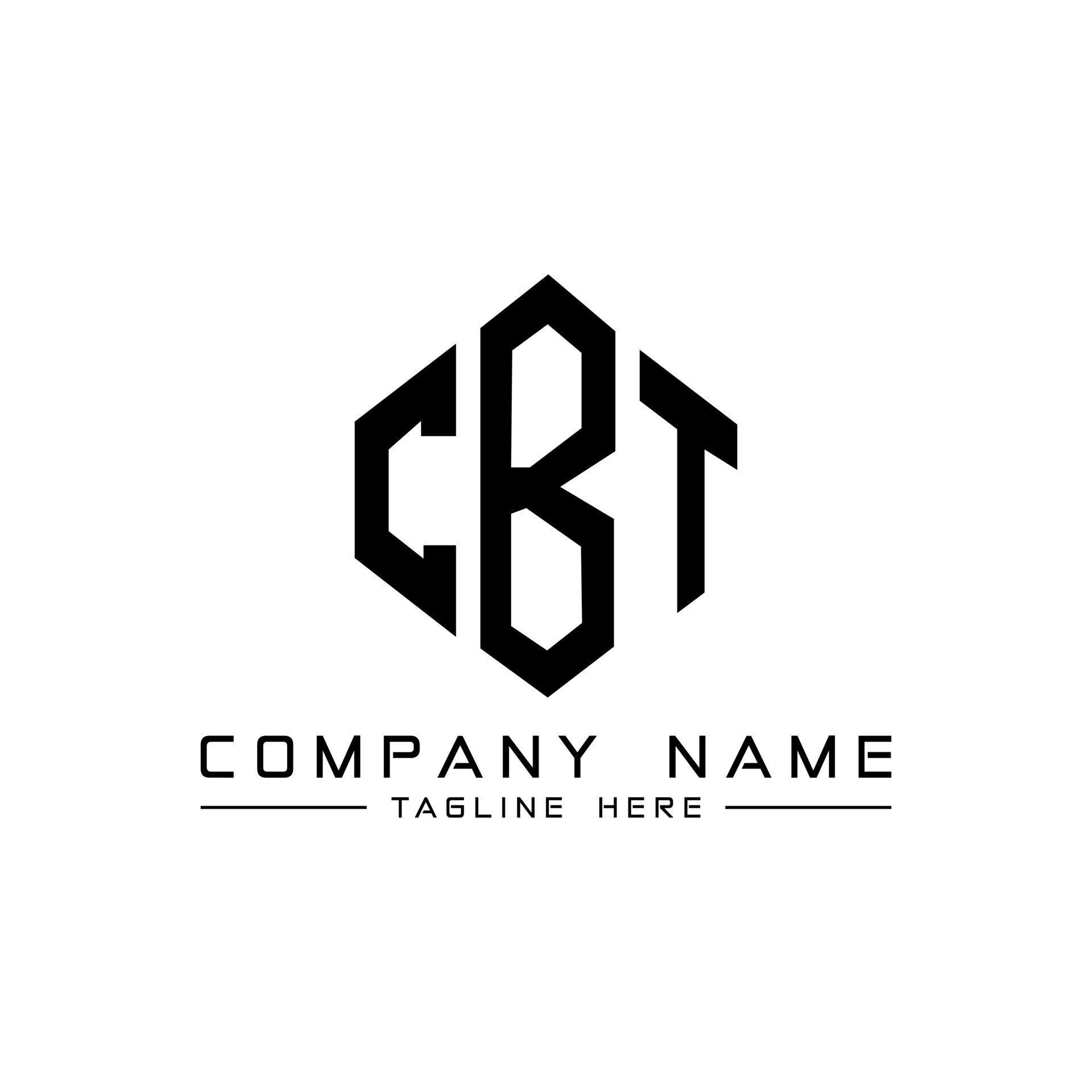 diseño de logotipo de letra cbt con forma de polígono. diseño de logotipo en forma de cubo y ...