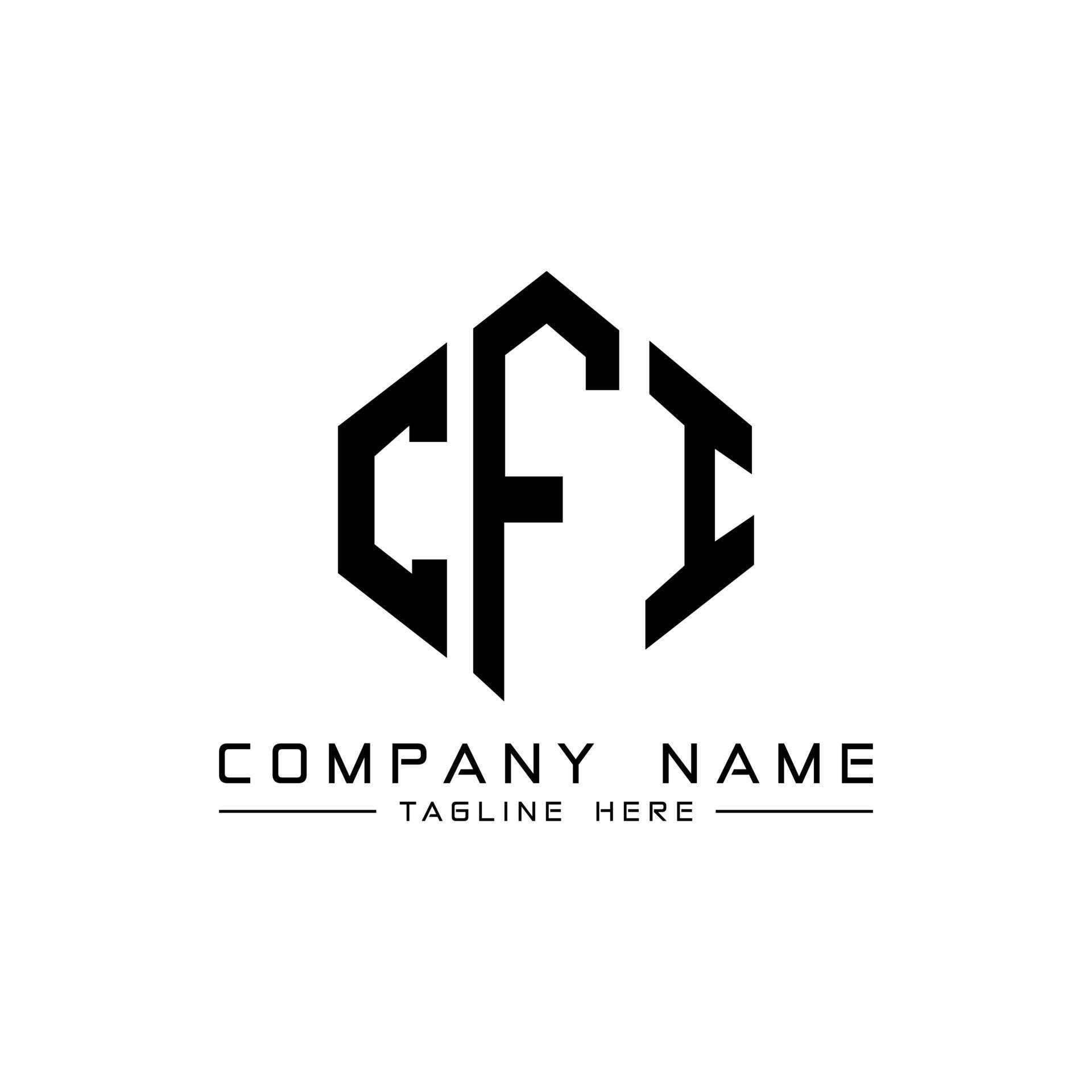 CFI letter logo design with polygon shape. CFI polygon and cube shape logo design. CFI hexagon ...