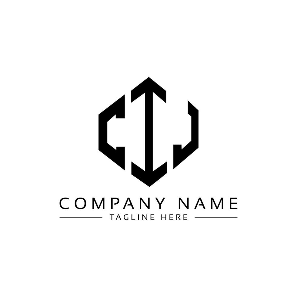 diseño de logotipo de letra cij con forma de polígono. diseño de logotipo de forma de cubo y ...