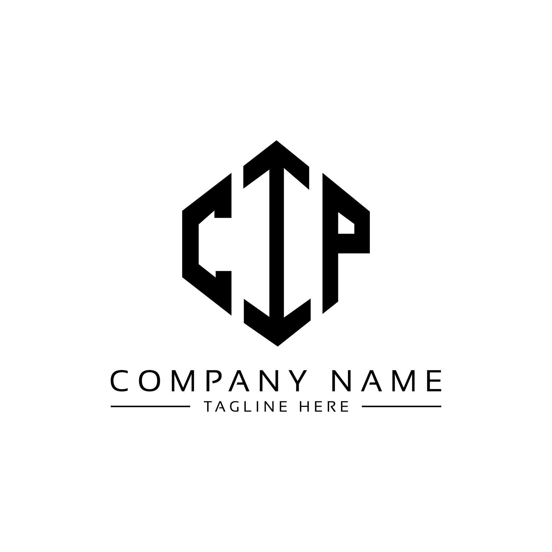 diseño de logotipo de letra cip con forma de polígono. diseño de logotipo en forma de cubo y ...