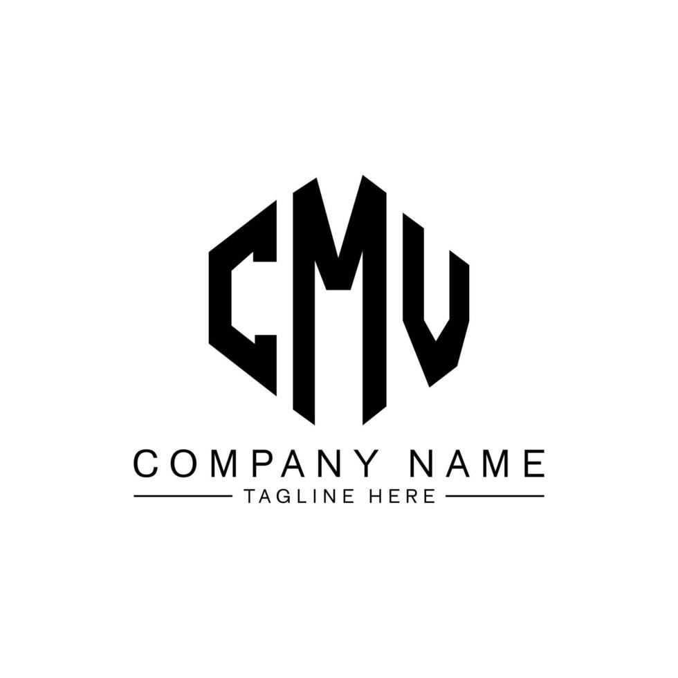 diseño de logotipo de letra cmv con forma de polígono. diseño de logotipo en forma de cubo y ...