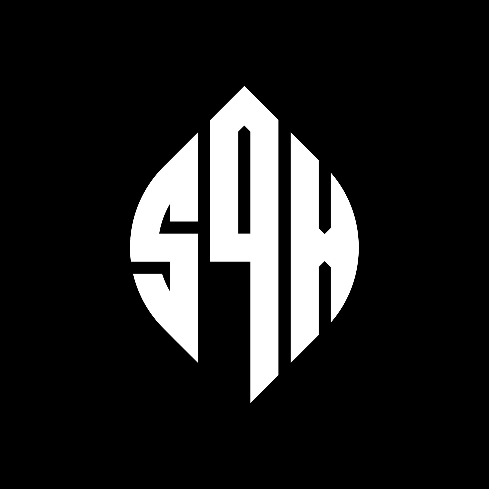 diseño de logotipo de letra de círculo sqx con forma de círculo y elipse. letras de elipse sqx ...