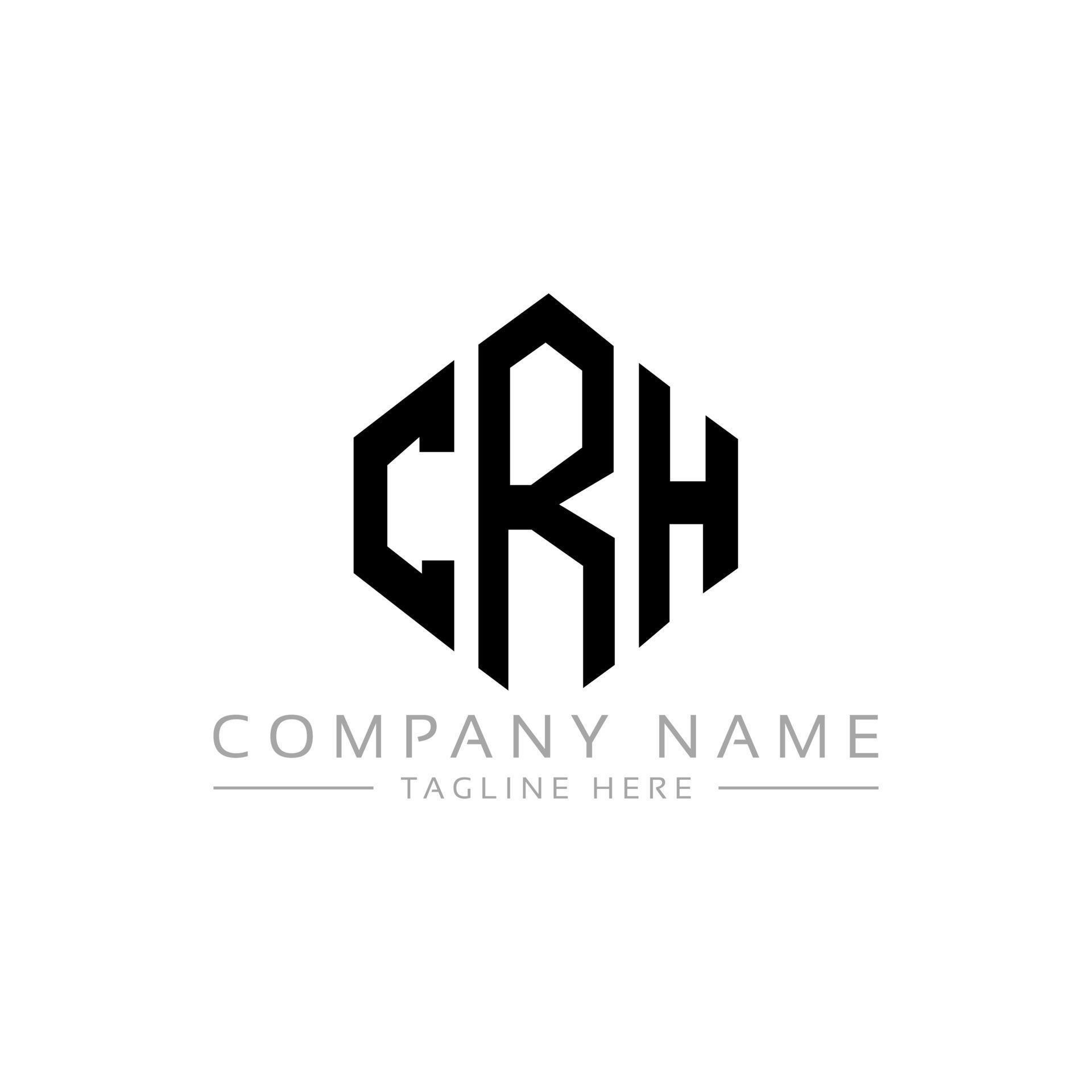 diseño de logotipo de letra crh con forma de polígono. diseño de logotipo en forma de cubo y ...