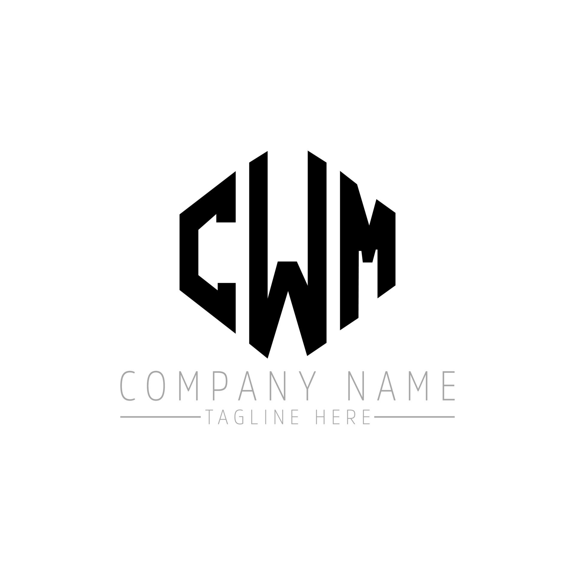 CWM letter logo design with polygon shape. CWM polygon and cube shape ...