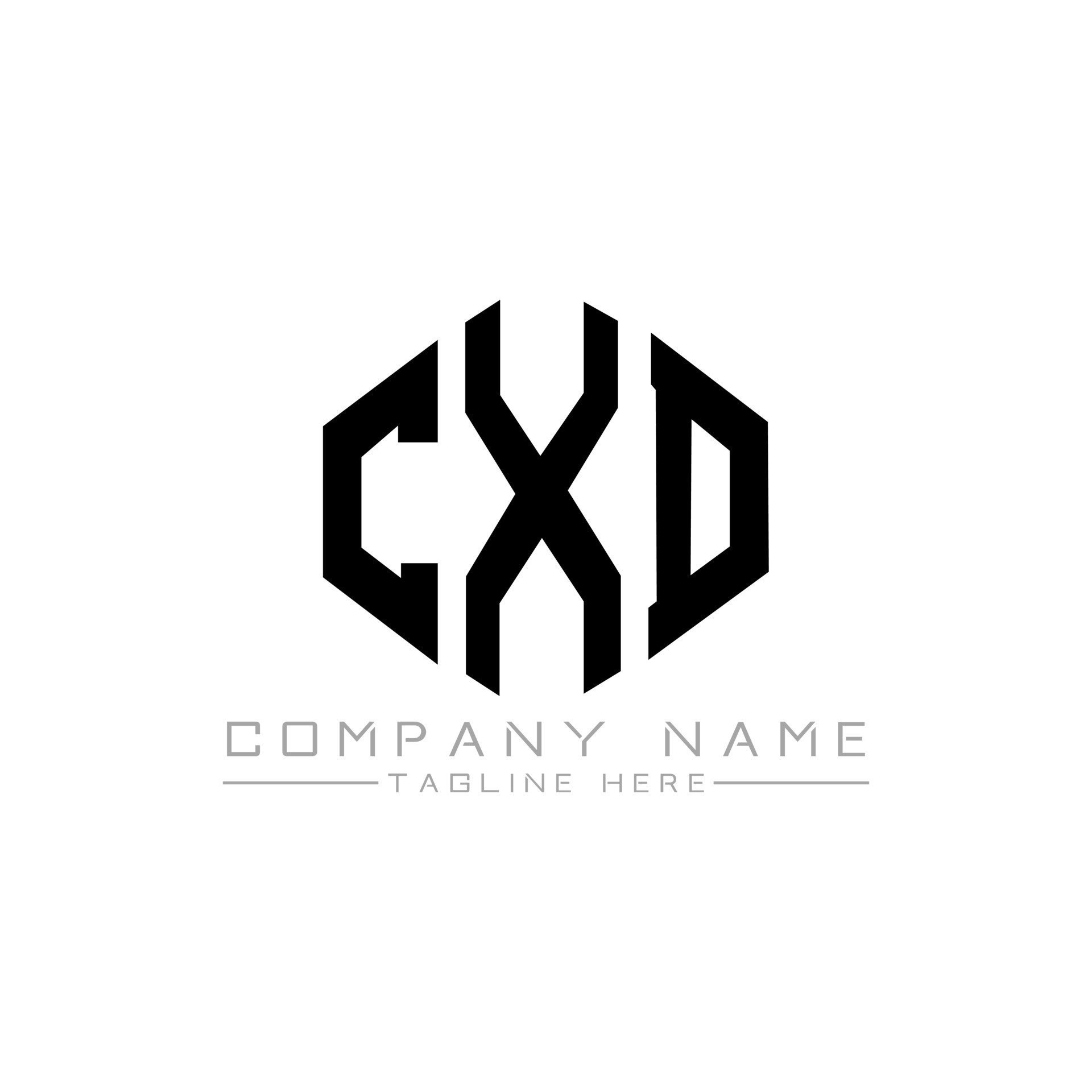 CXD letter logo design with polygon shape. CXD polygon and cube shape logo design. CXD hexagon ...