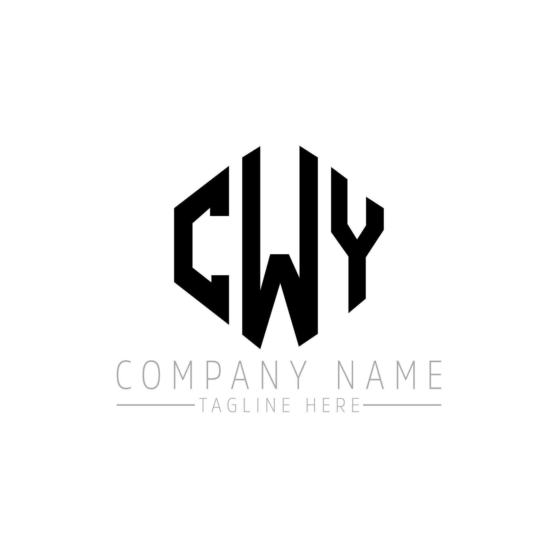 CWY letter logo design with polygon shape. CWY polygon and cube shape logo design. CWY hexagon ...
