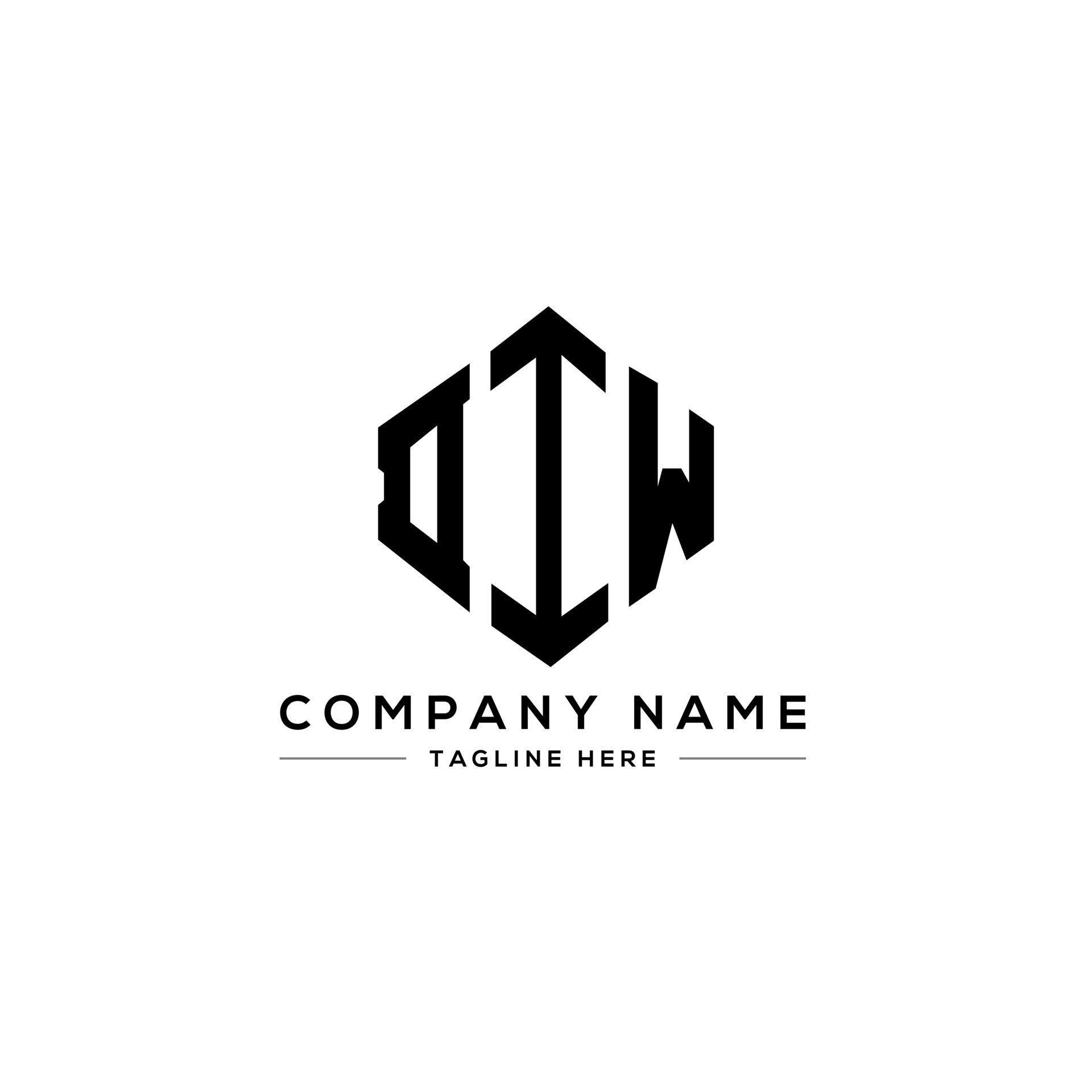 DIW letter logo design with polygon shape. DIW polygon and cube shape logo design. DIW hexagon ...