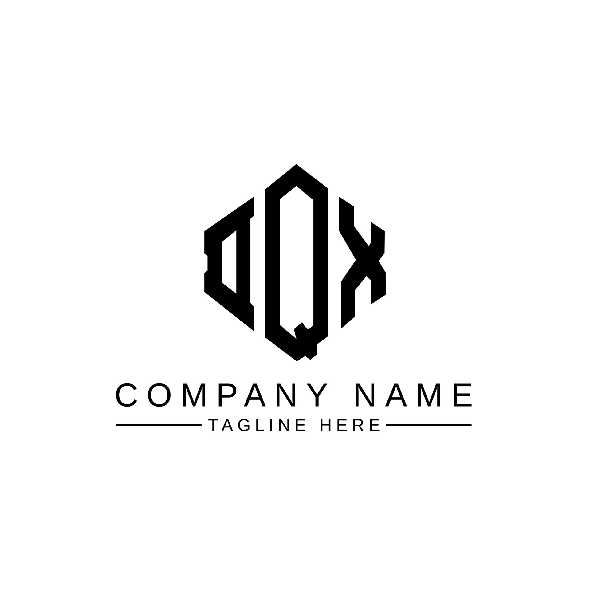 diseño de logotipo de letra dqx con forma de polígono. Diseño de logotipo en forma de cubo y ...