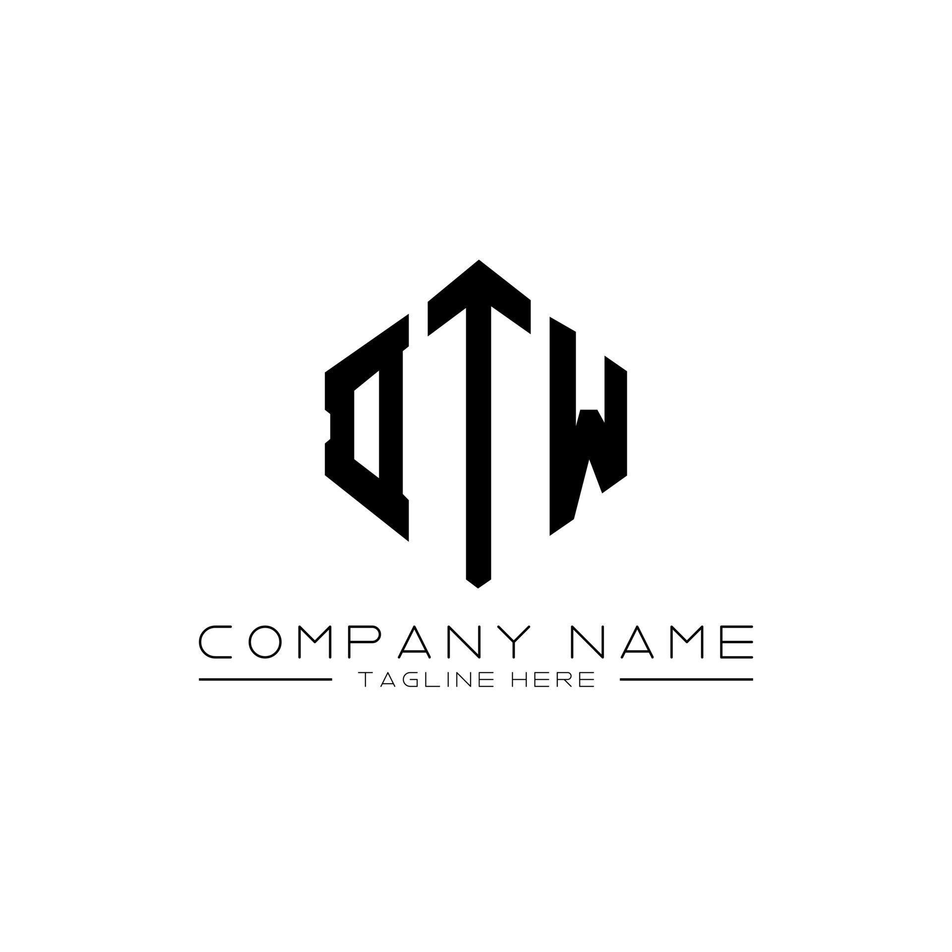 diseño de logotipo de letra dtw con forma de polígono. Diseño de logotipo en forma de cubo y ...