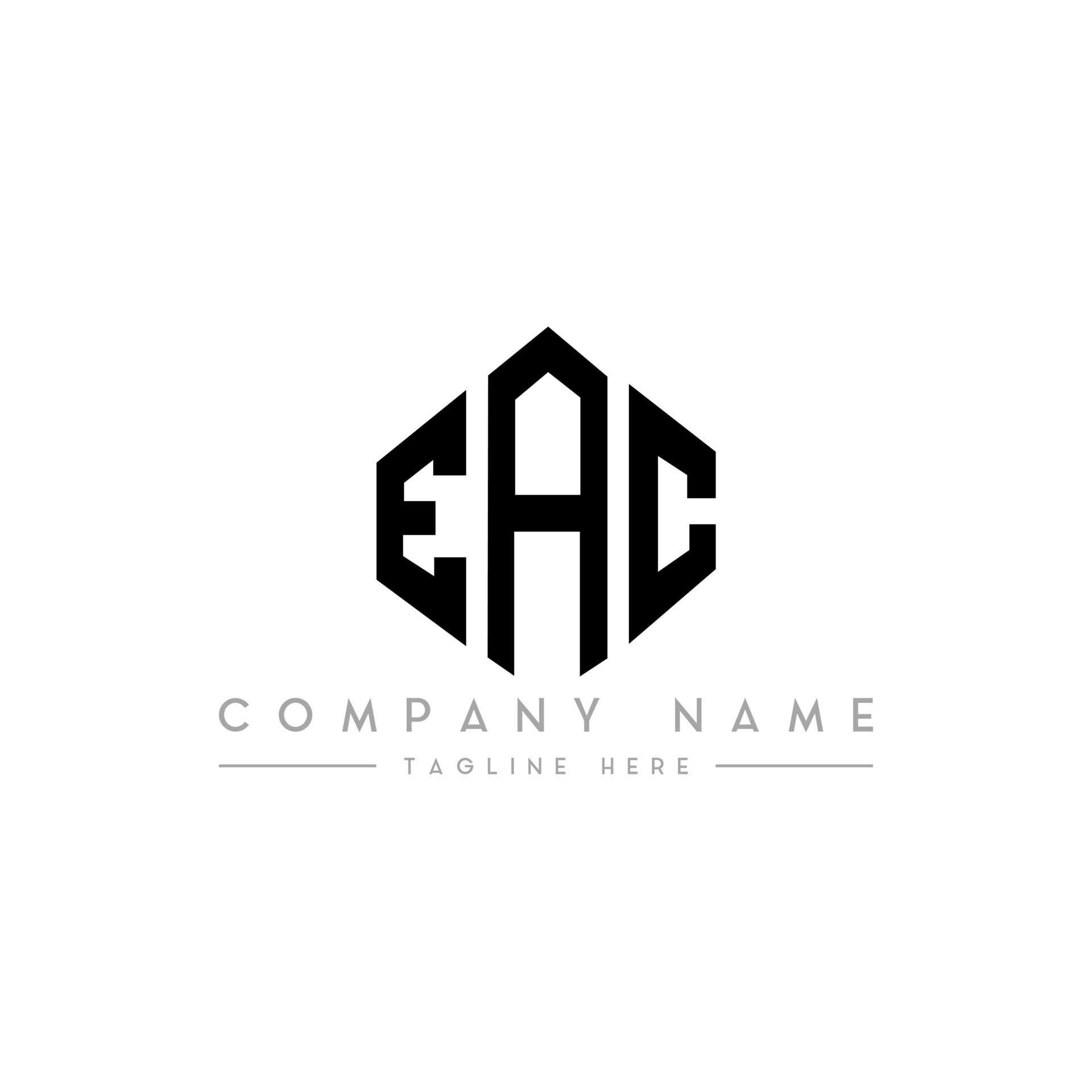 EAC letter logo design with polygon shape. EAC polygon and cube shape logo design. EAC hexagon ...