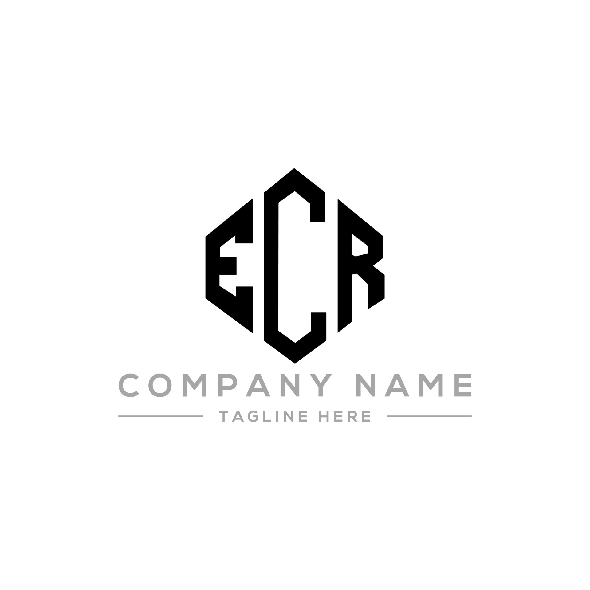 Ecr Letter Logo Design With Polygon Shape Ecr Polygon And Cube Shape