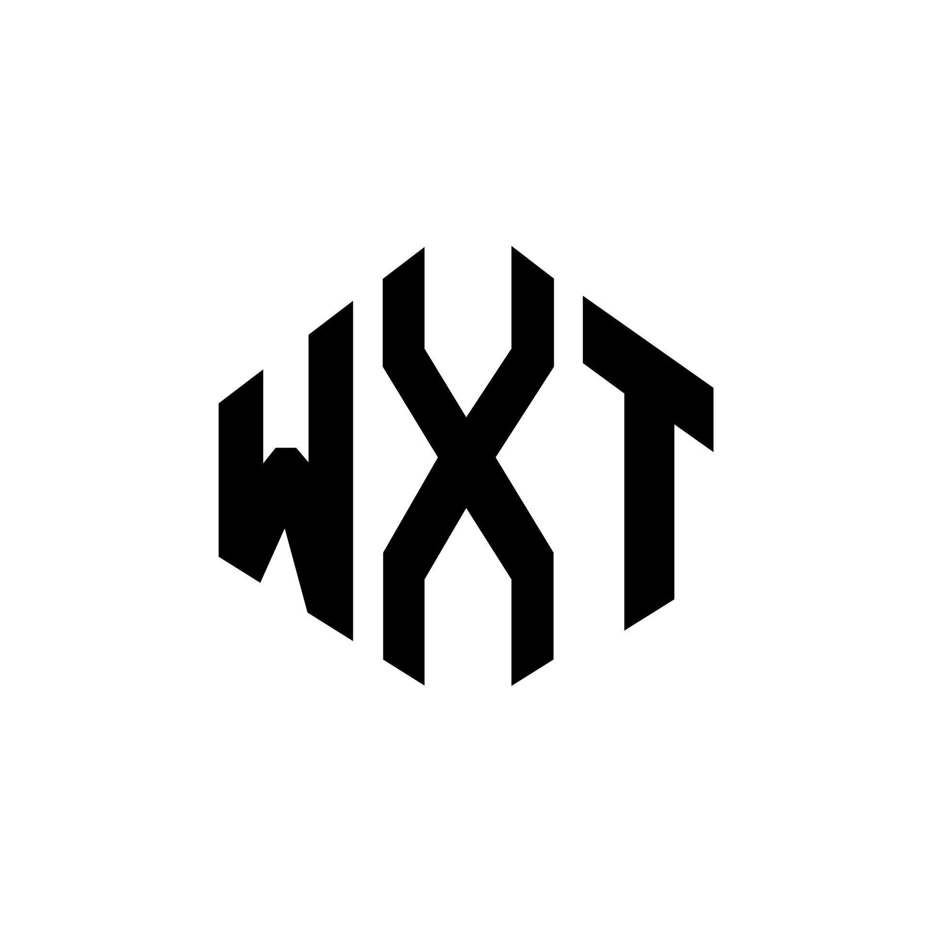 diseño de logotipo de letra wxt con forma de polígono. diseño de logotipo en forma de cubo y ...