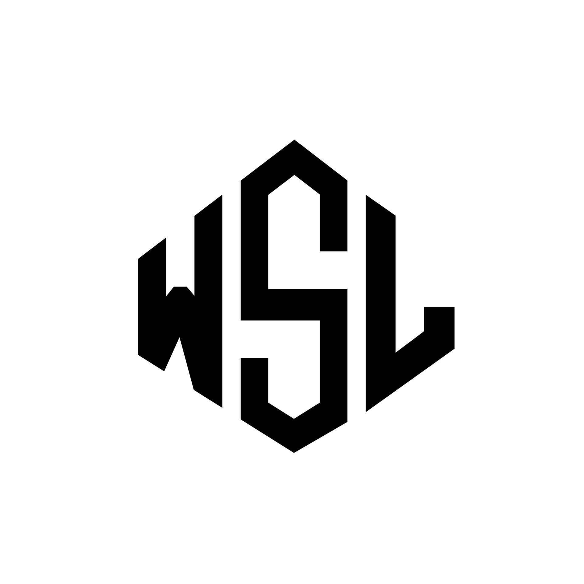 diseño de logotipo de letra wsl con forma de polígono. wsl polígono y diseño de logotipo en ...