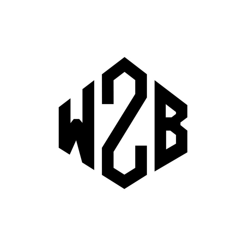 diseño de logotipo de letra wzb con forma de polígono. diseño de logotipo en forma de cubo y ...